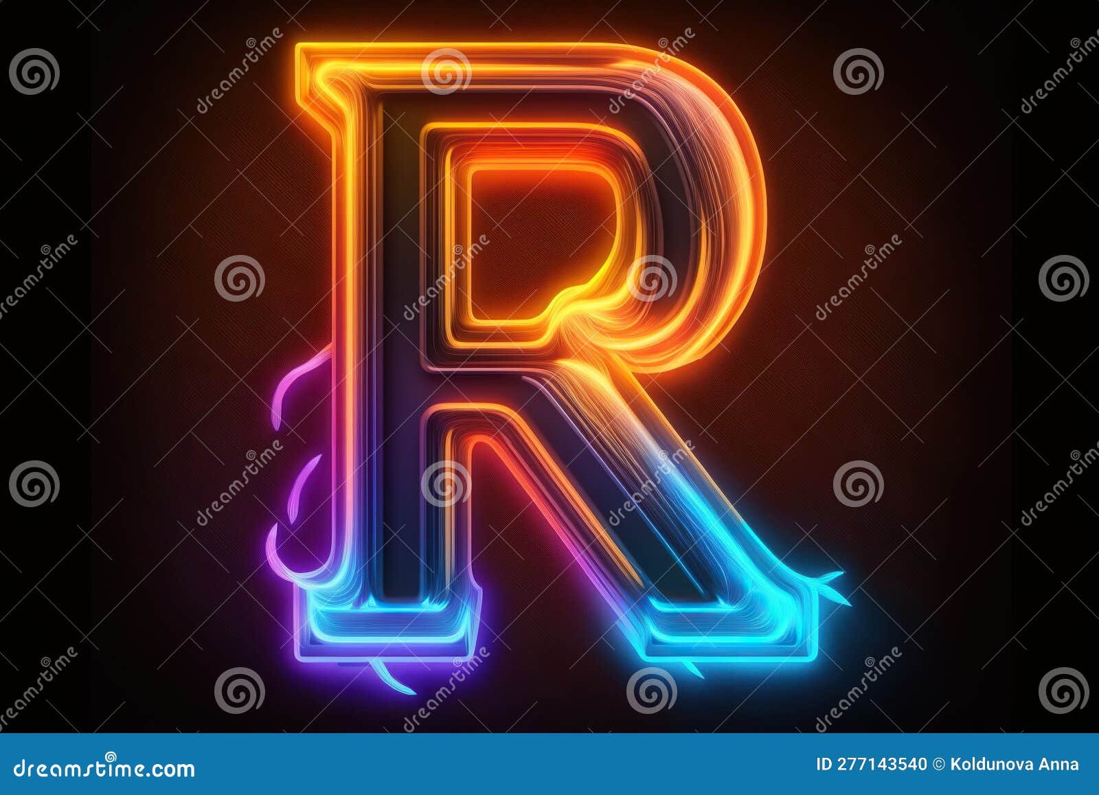 Neon Letter R on White Background, Created with Generative AI ...