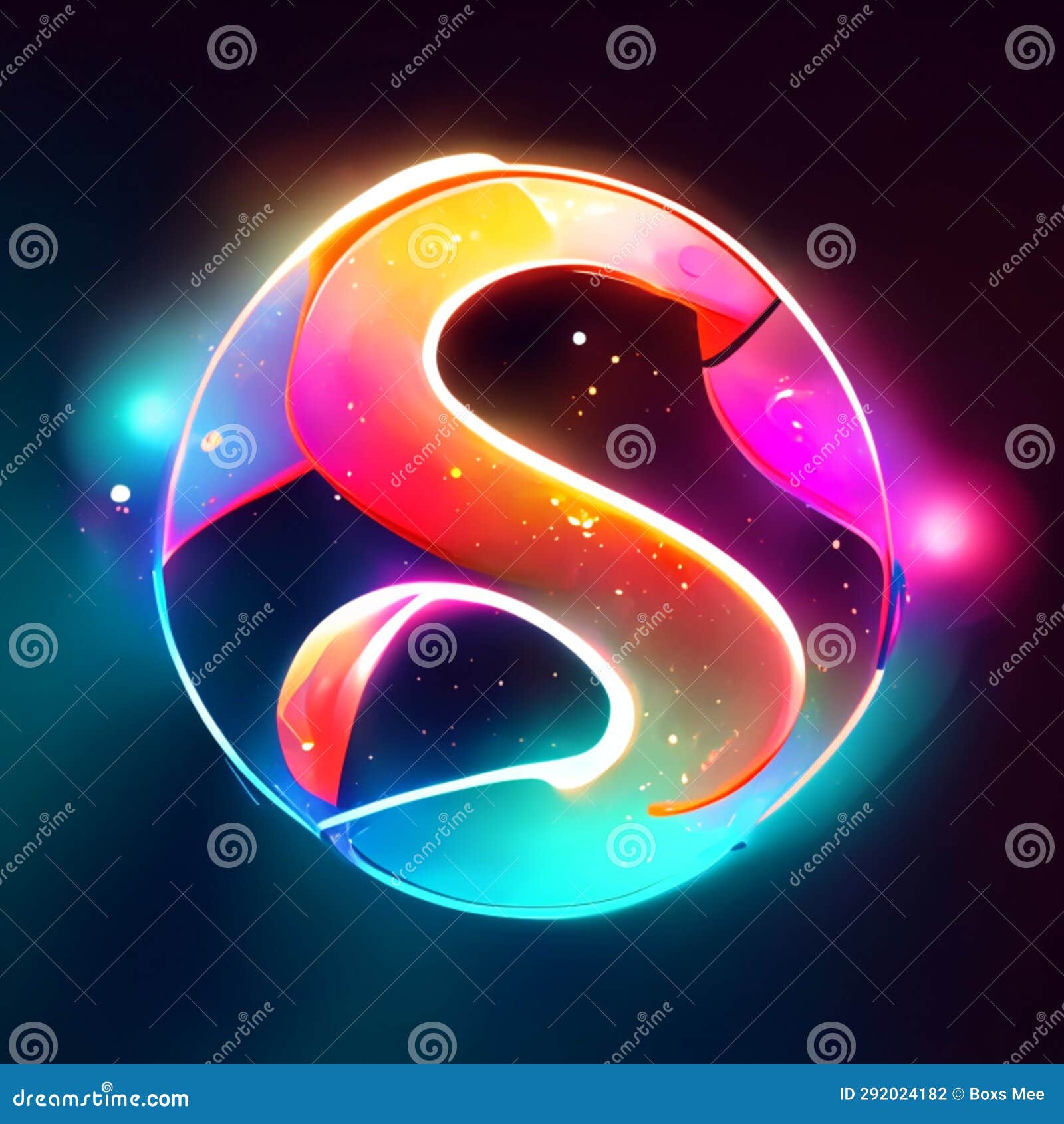 Neon Letter S in the Form of a Circle. Vector Illustration Stock ...