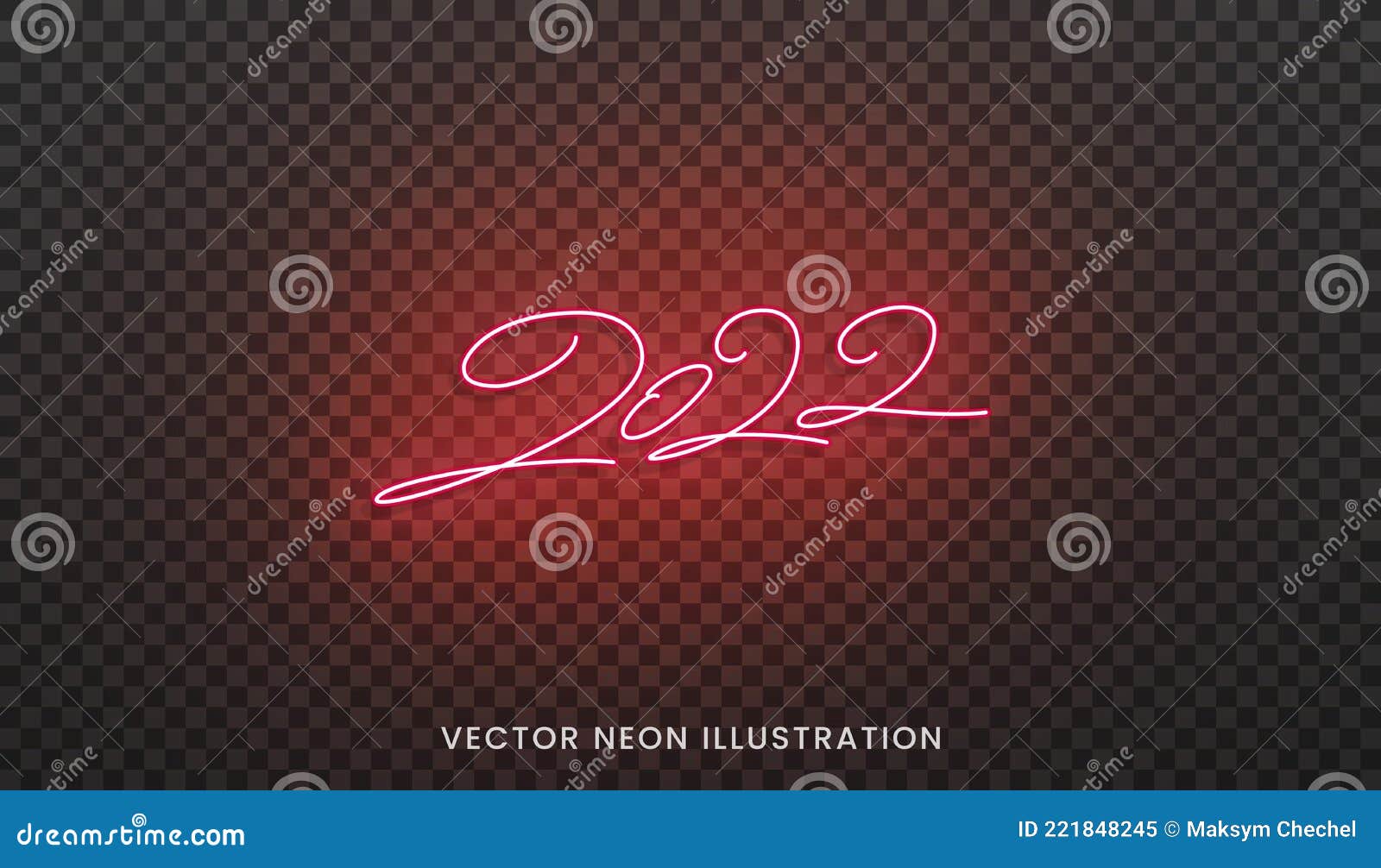 2022 Neon Lettering. Bright Red Sign for New Year 2022 Stock Vector ...