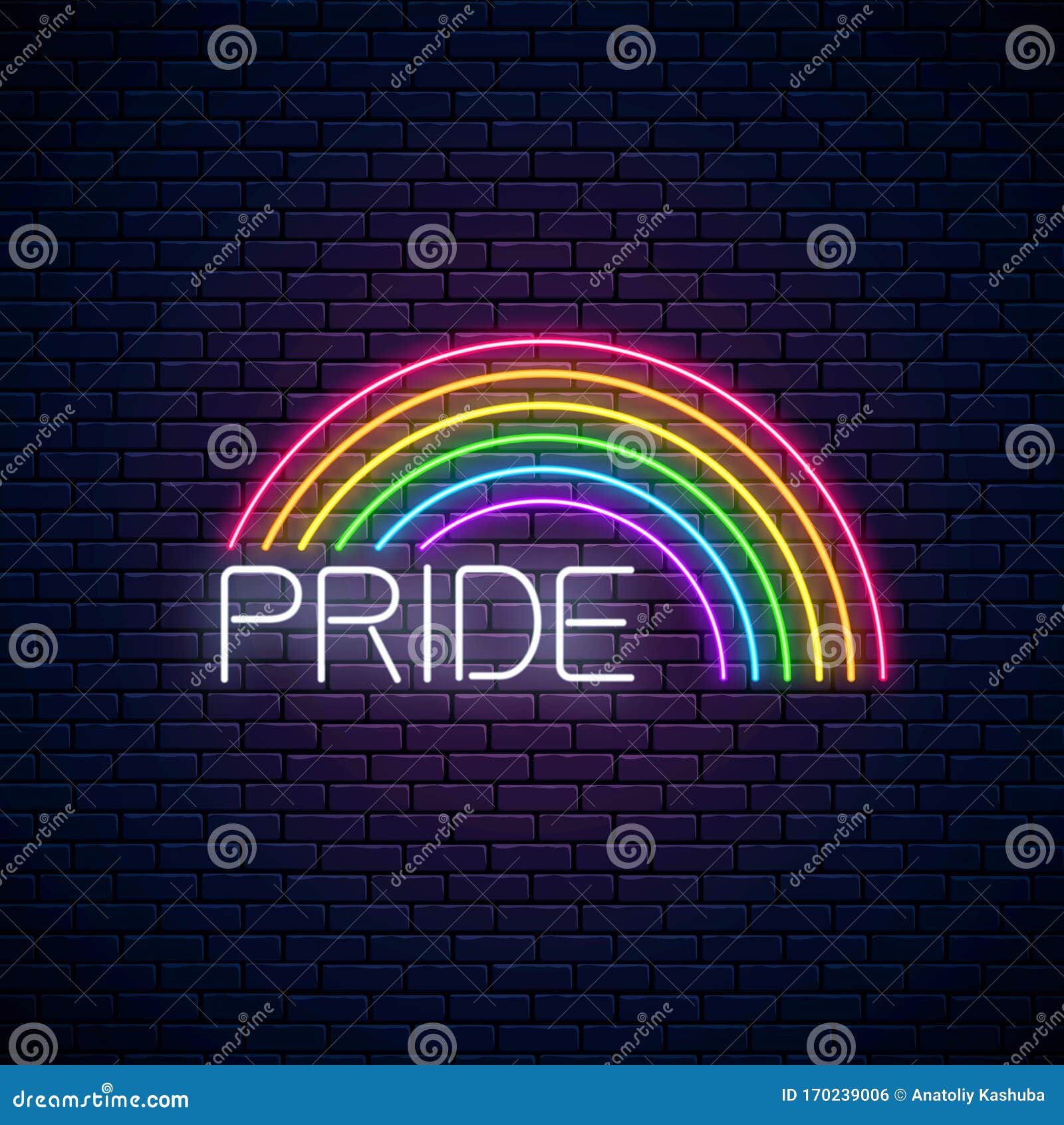 Neon Lgbt Rainbow With Pride Text Pride Sign Design Template Lgbt