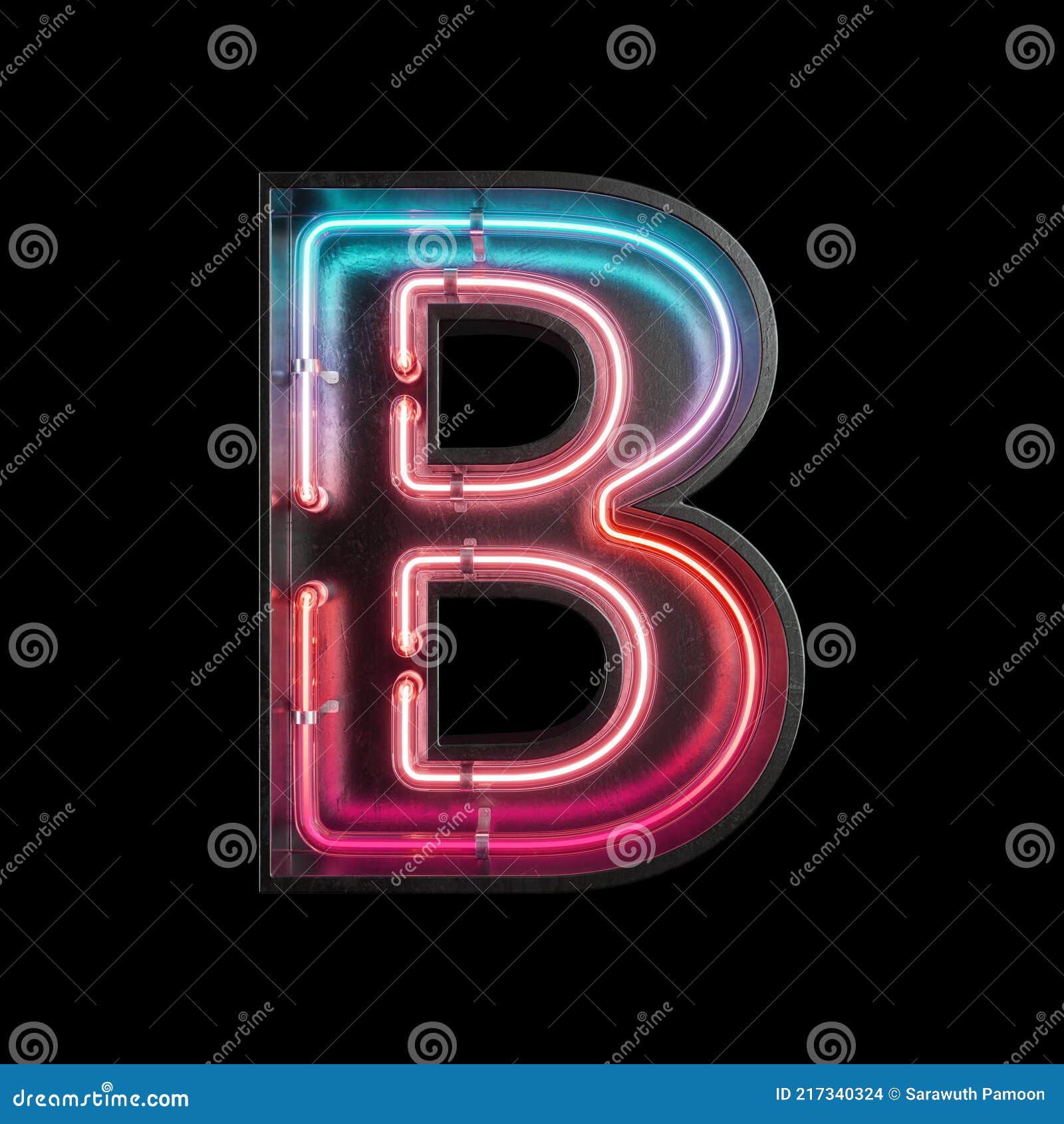 Neon Light Alphabet B with Clipping Path Stock Illustration ...