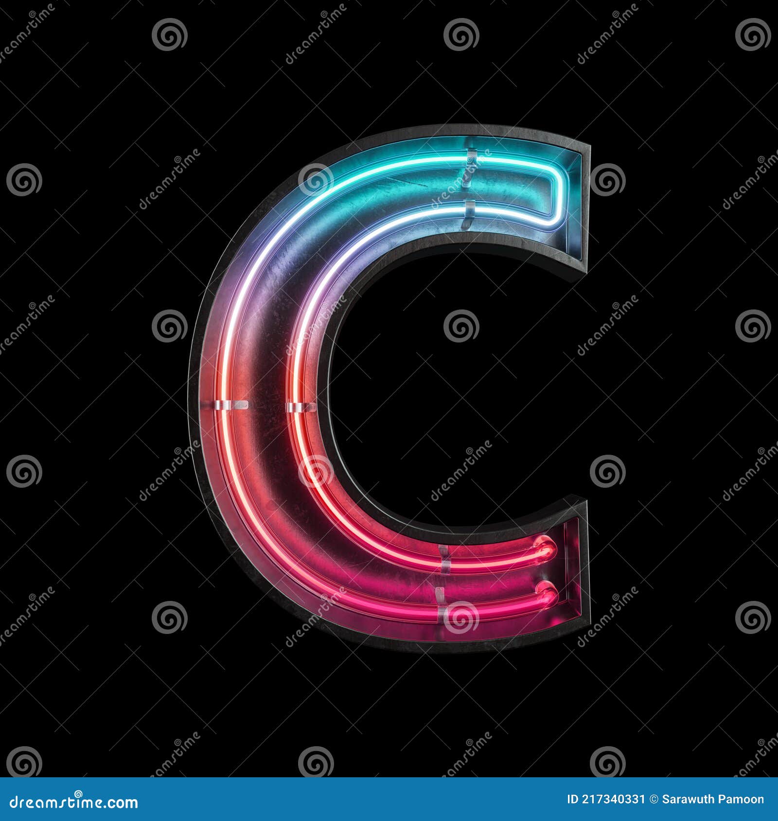 Neon Light Alphabet C with Clipping Path Stock Illustration ...