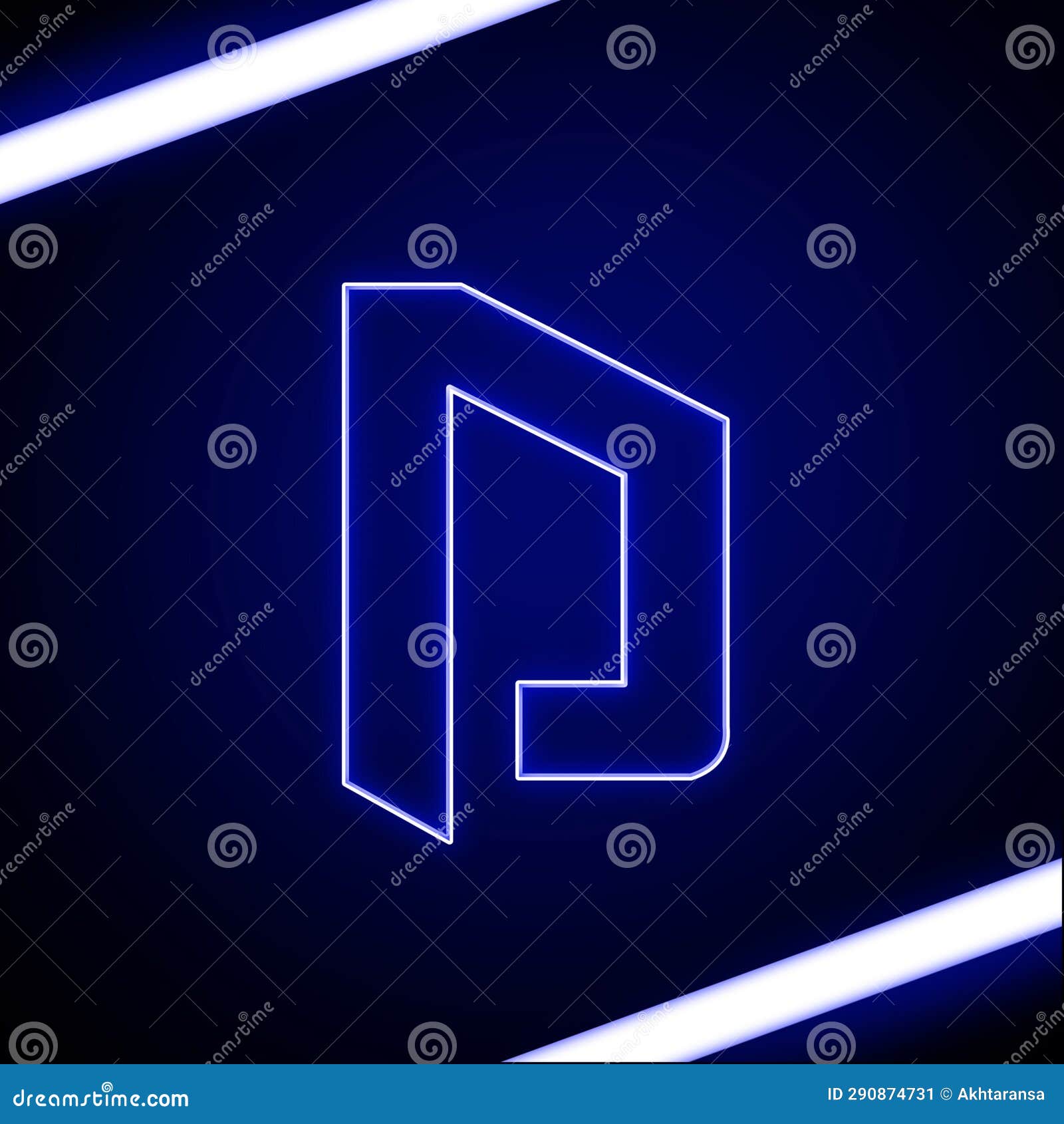 Neon Light Alphabet D with Clipping Path. 3D Illustration Stock ...