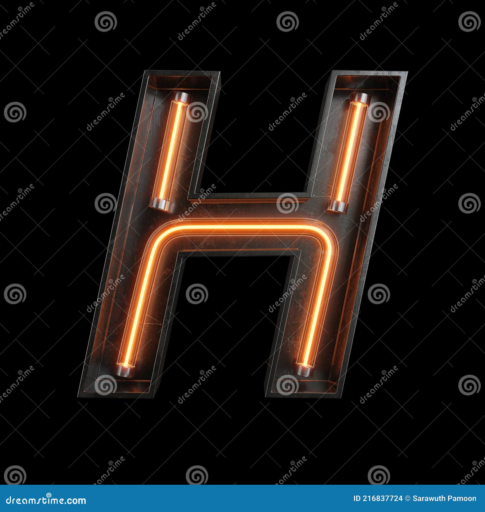 Neon Light Alphabet H with Clipping Path Stock Illustration ...