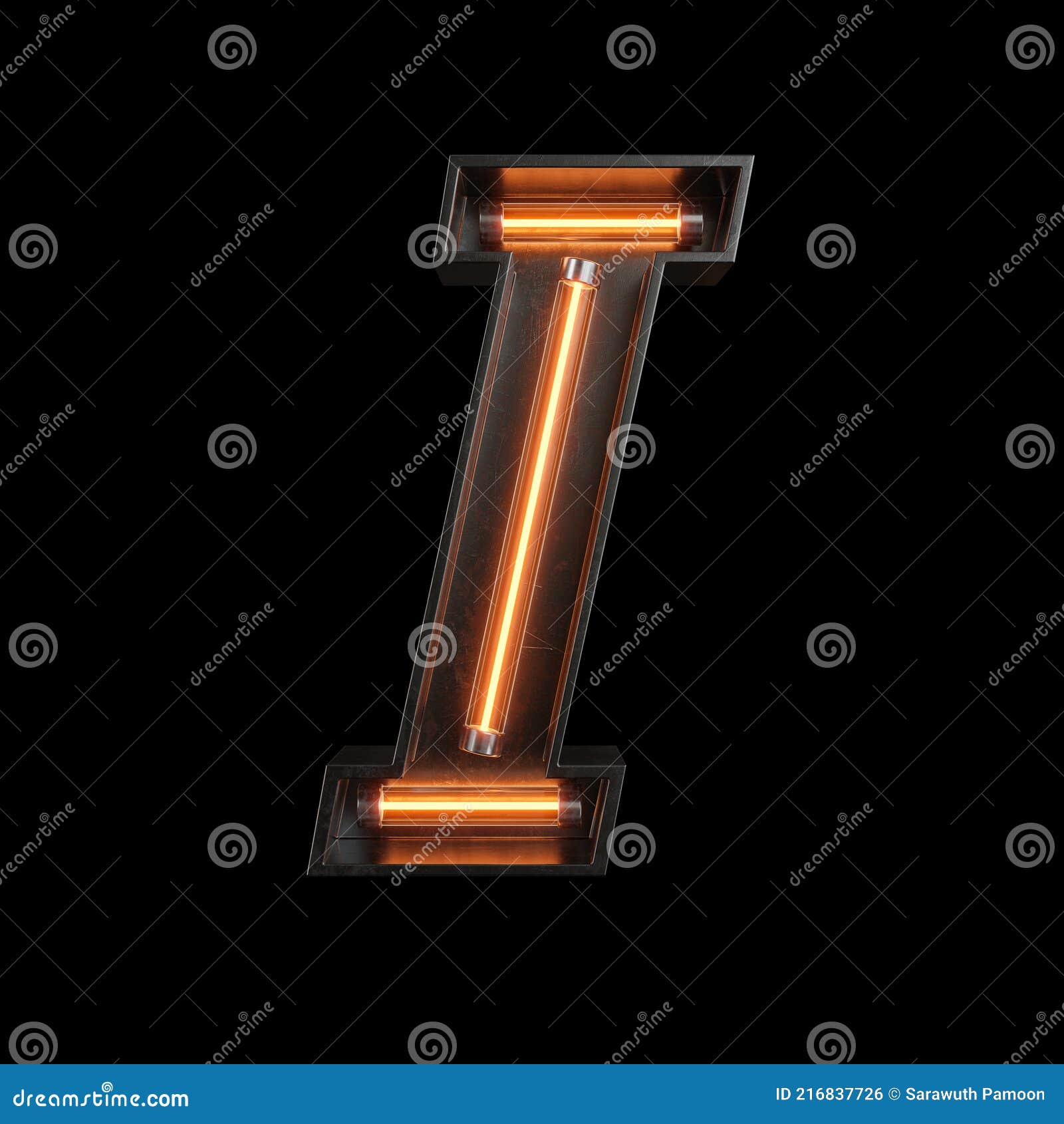 Neon Light Alphabet I with Clipping Path Stock Illustration ...