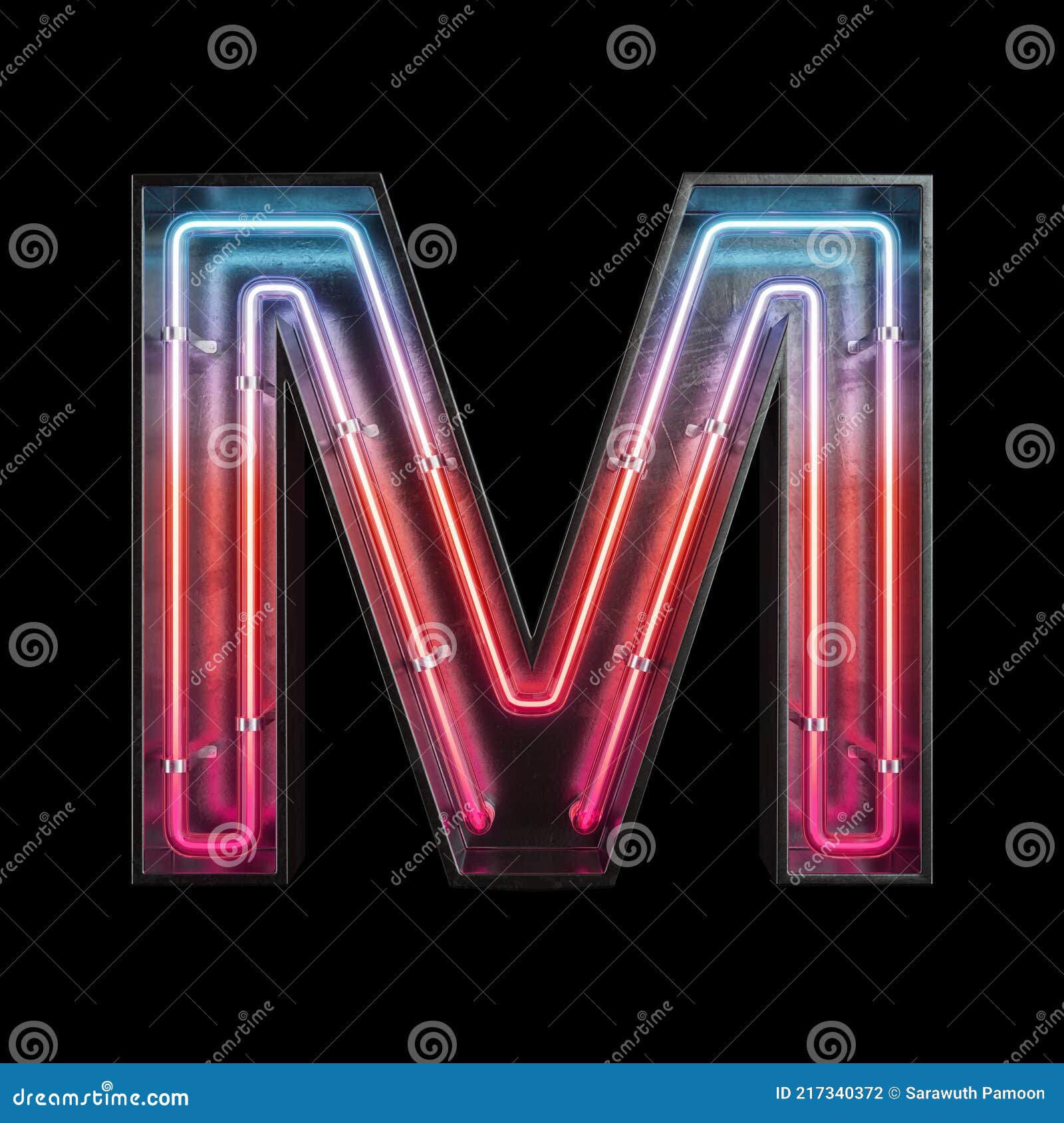 Neon Light Alphabet M with Clipping Path Stock Illustration ...