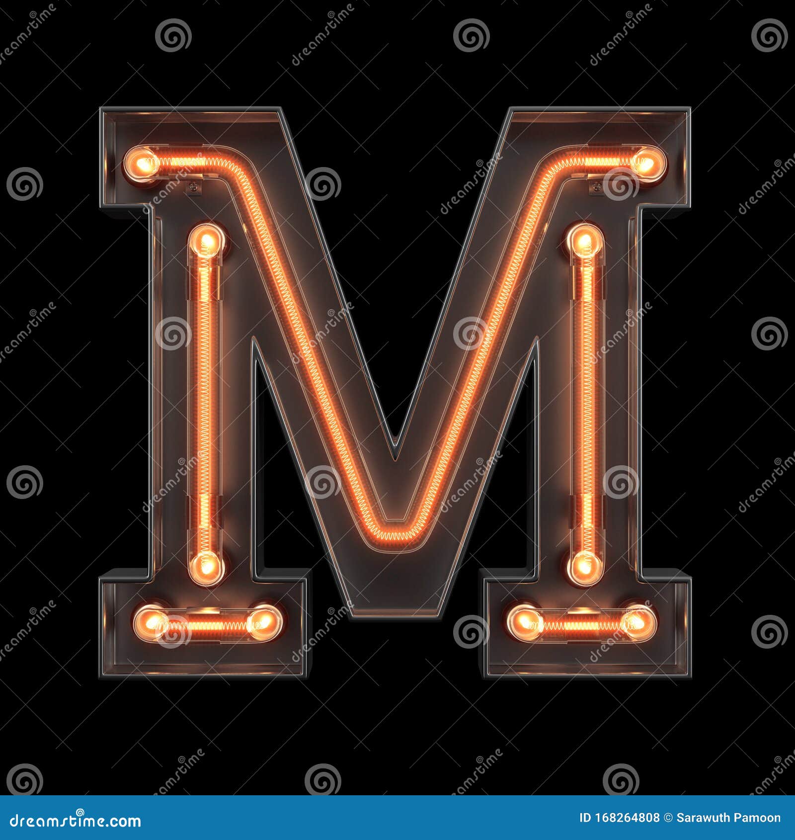 Neon Light Alphabet M stock illustration. Illustration of design ...