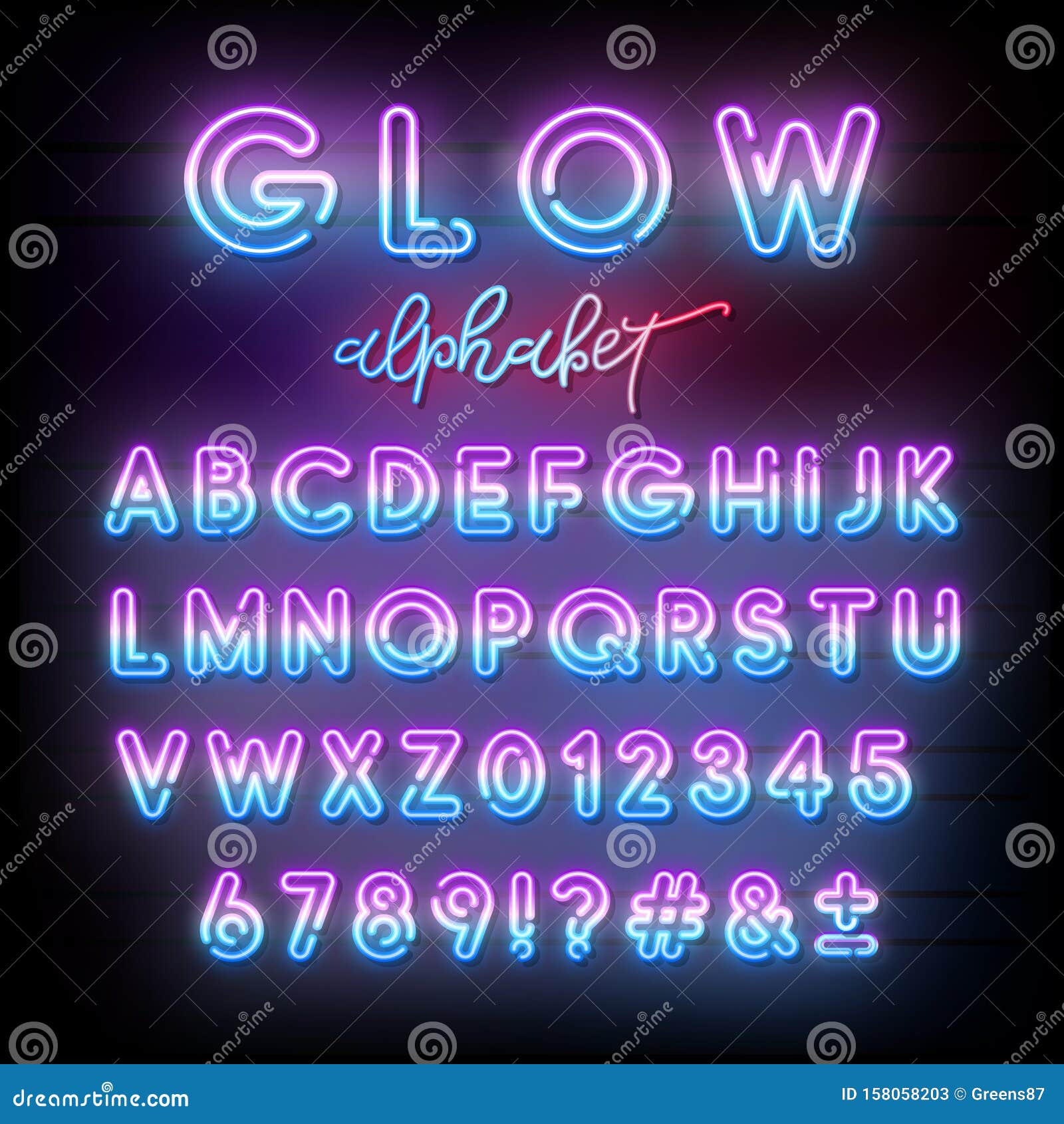 Neon Light Alphabet. Multicolor Glowing Typeface Stock Vector ...