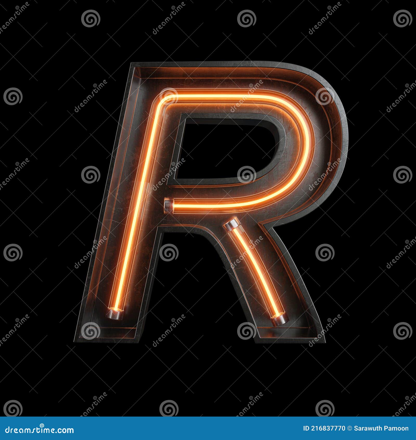 Neon Light Alphabet R with Clipping Path Stock Illustration ...