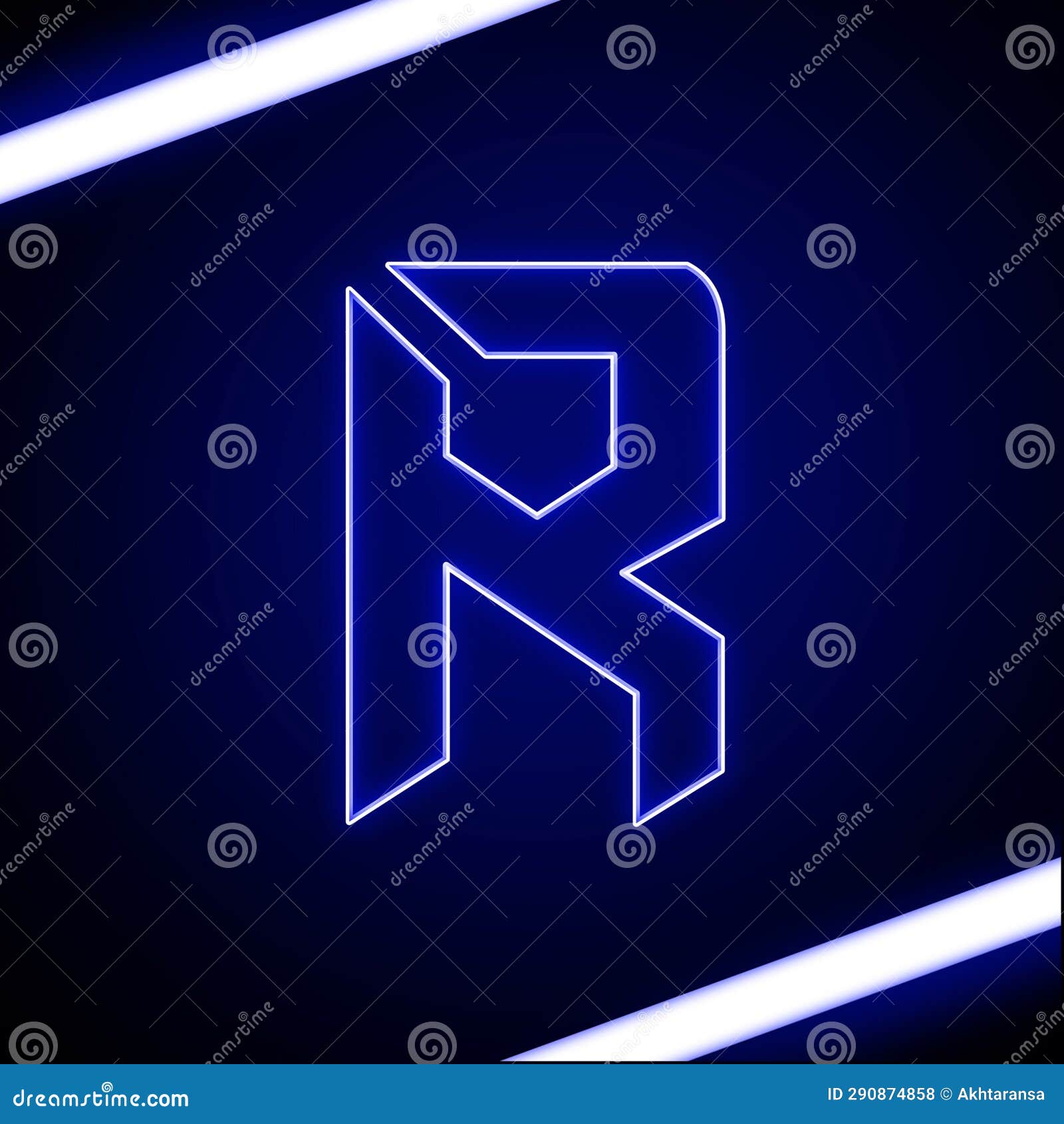 Neon Light Alphabet R with Clipping Path. 3D Illustration Stock ...