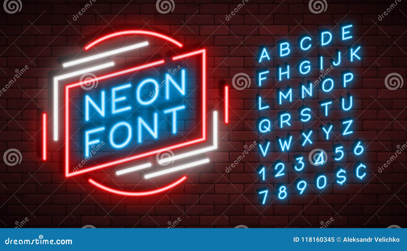 Neon Light Alphabet, Realistic Extra Glowing Font Stock Vector ...