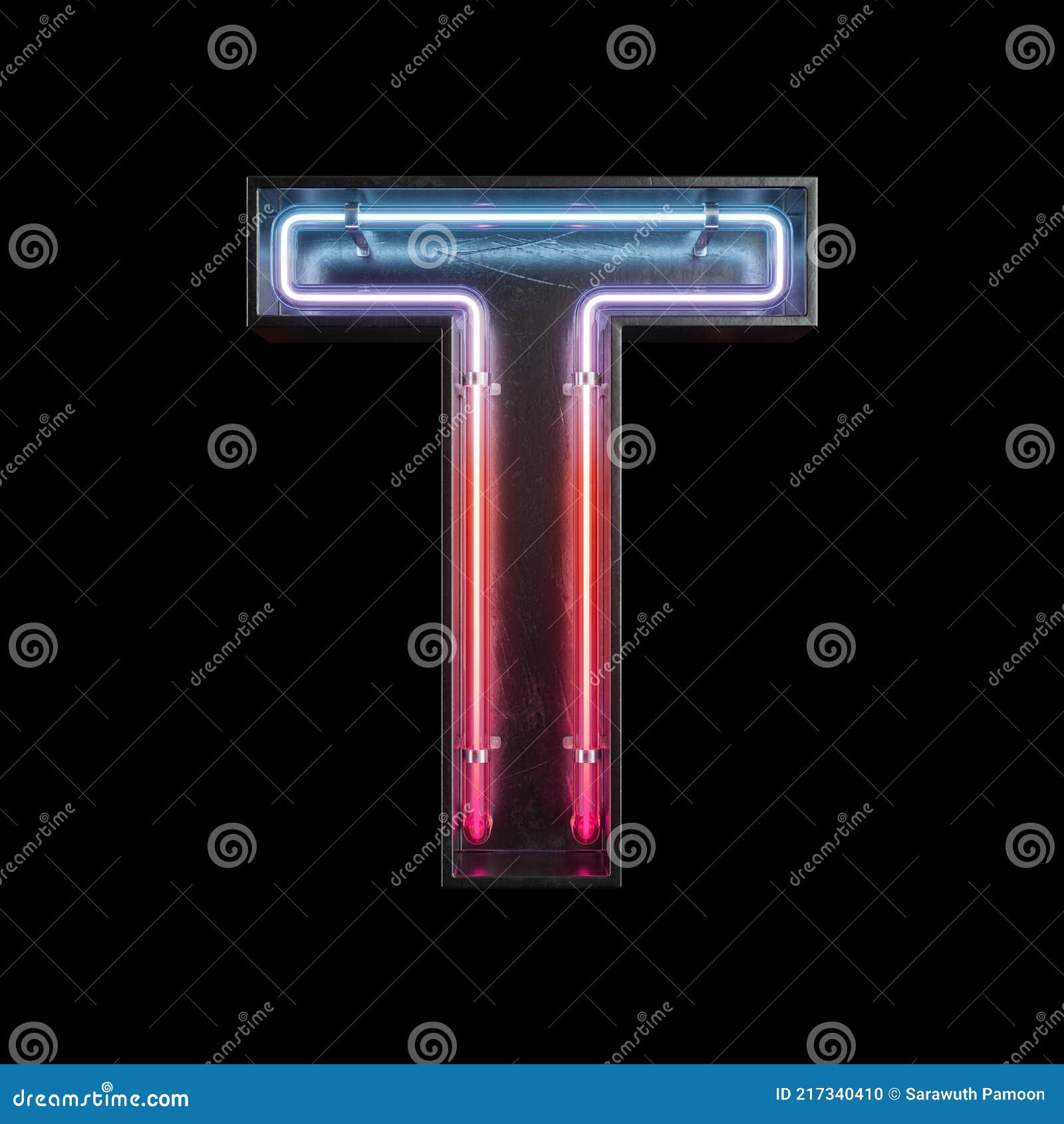 Neon Light Alphabet T with Clipping Path Stock Illustration ...