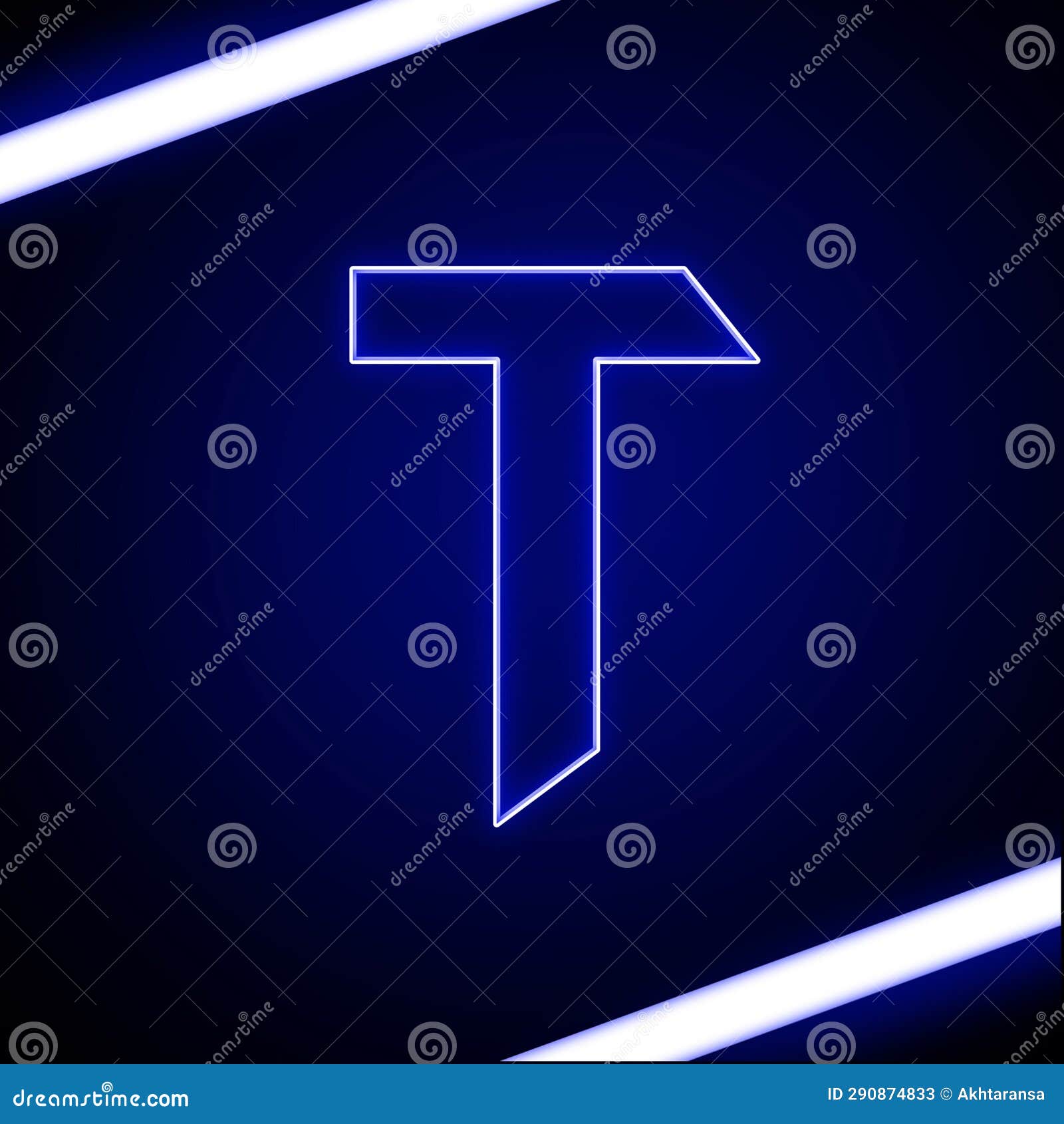 Neon Light Alphabet T with Clipping Path. 3D Illustration Stock ...