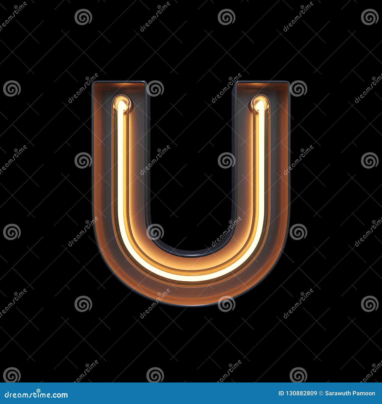 Neon Light Alphabet U with Clipping Path Stock Illustration ...