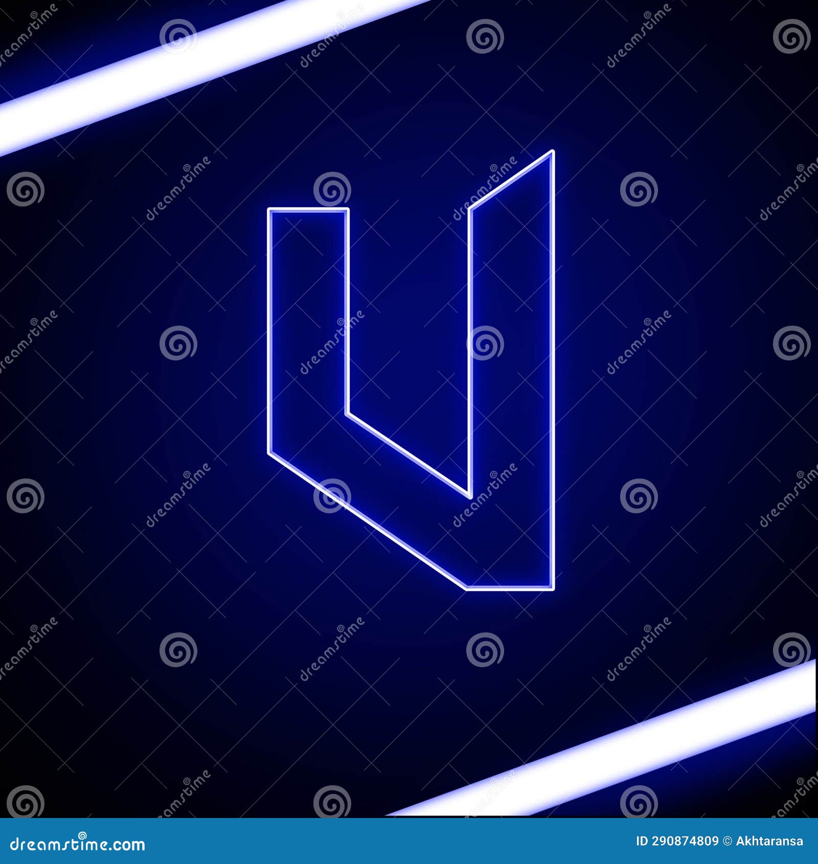 Neon Light Alphabet V with Clipping Path. 3D Illustration Stock ...
