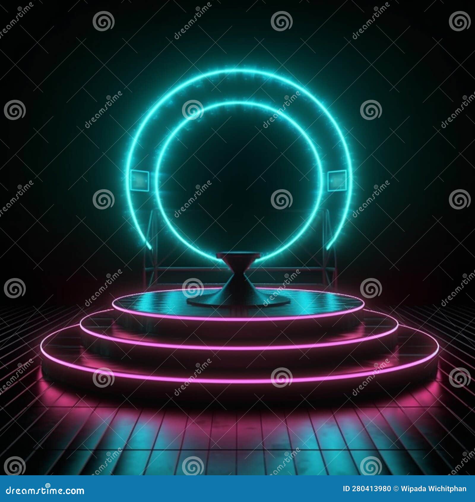 Neon Light Arch, Neon Light Decorated Room Background, Neon Light ...