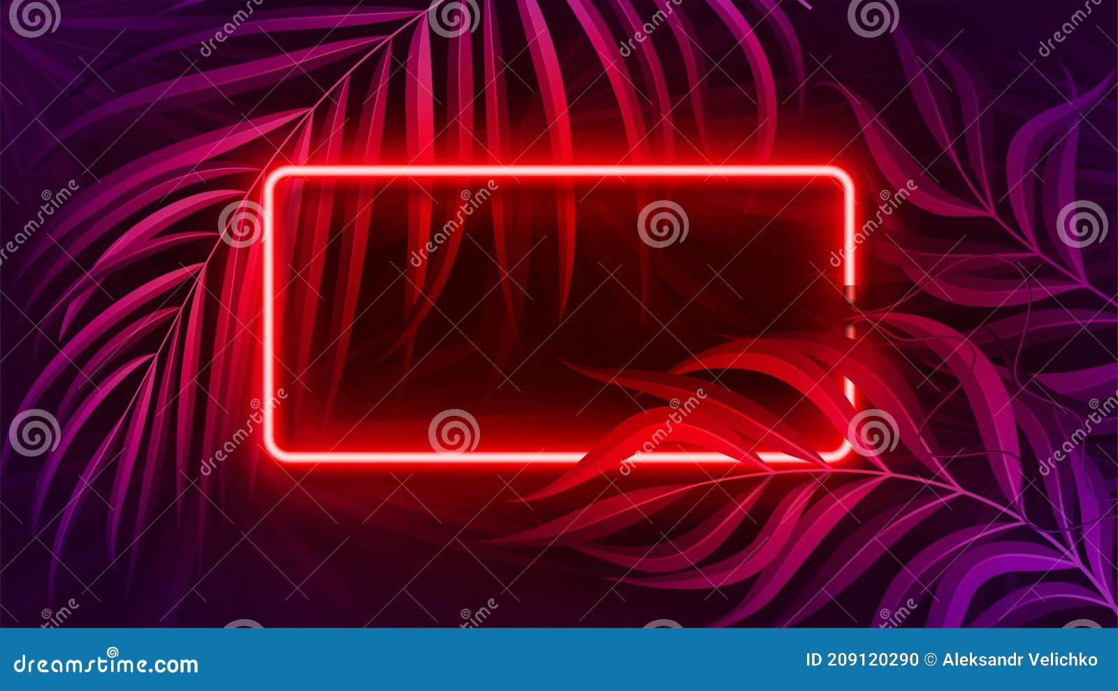 Neon Light Banner in Fluorescent Color, Tropical Background Concept ...
