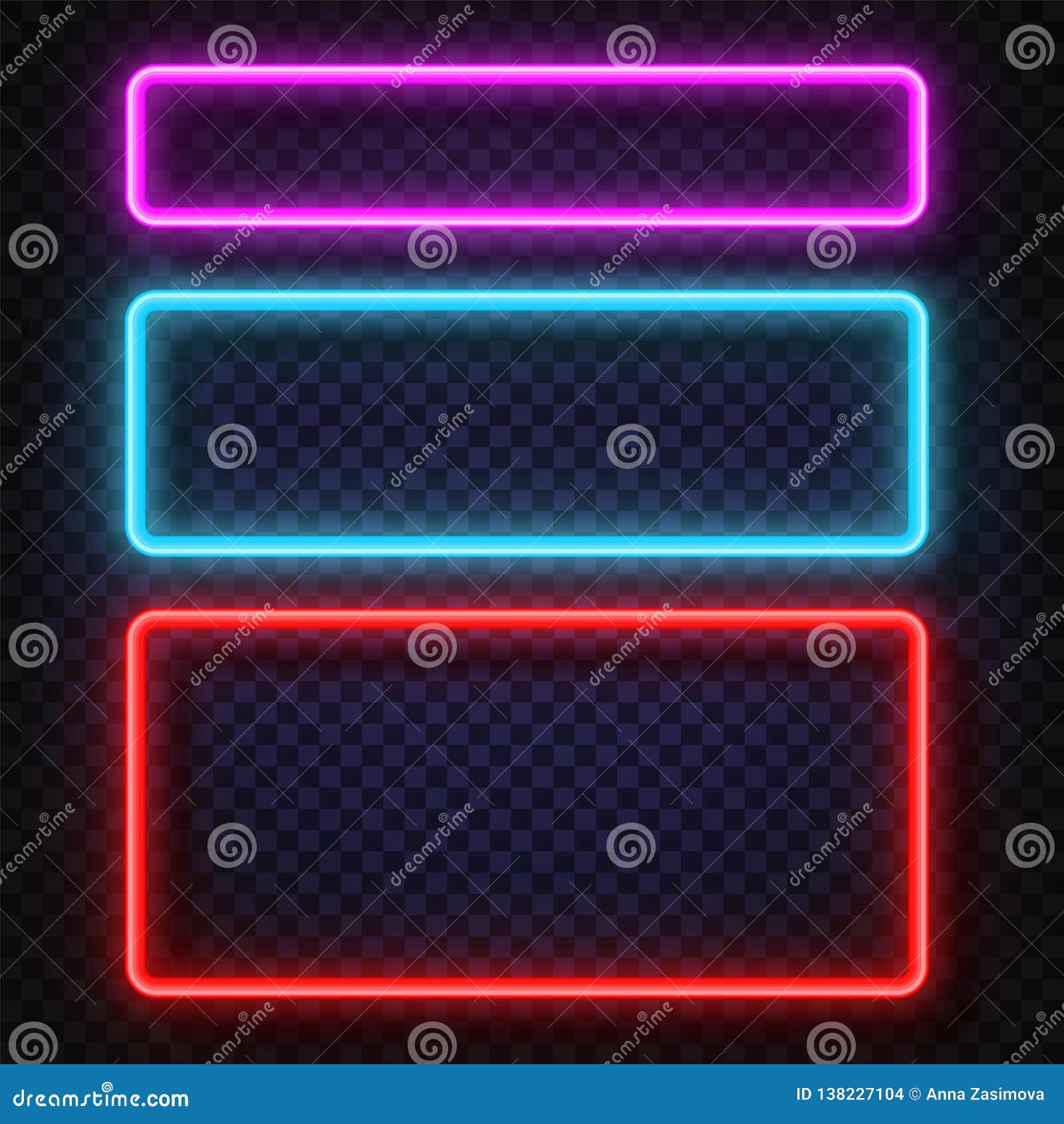 Neon Light Banners Set. Vector Neon Light Frame Sign Stock Vector ...