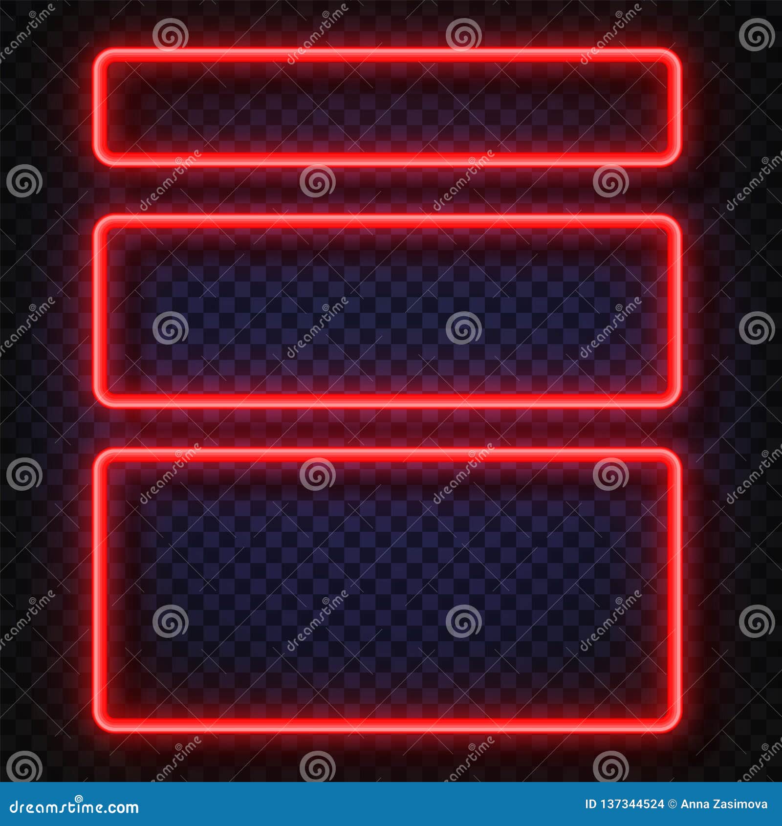 Neon Light Banners Set. Vector Neon Light Frame Sign Stock Vector ...