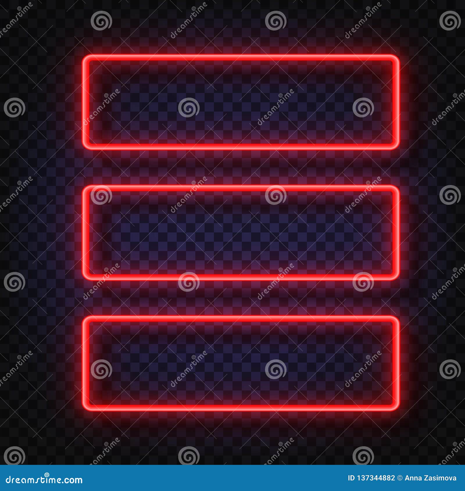 Neon Light Banners Set. Vector Neon Light Frame Sign Stock Vector ...