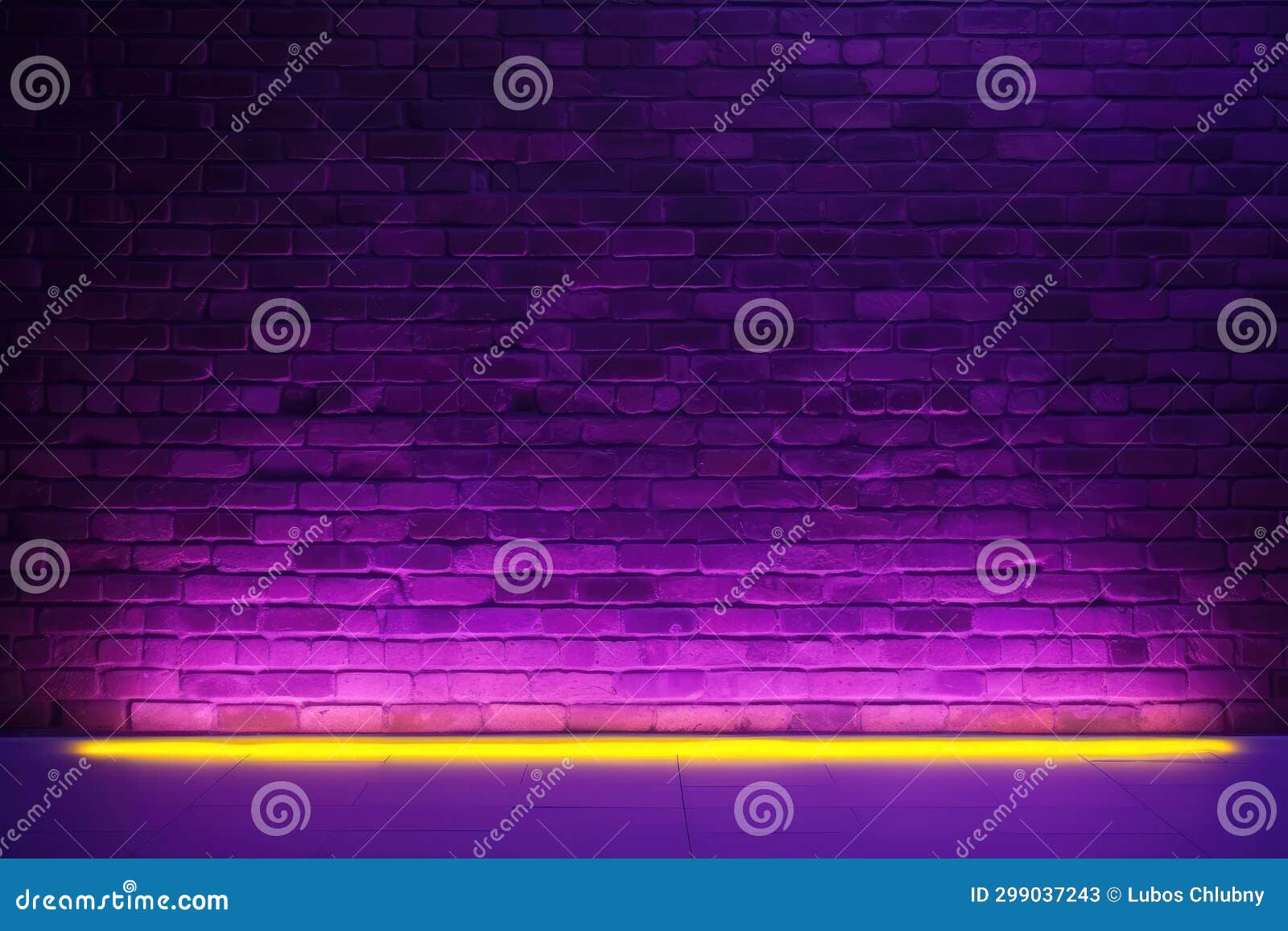 Neon Light on Brick Walls. Lighting Effect Neon Background Stock ...