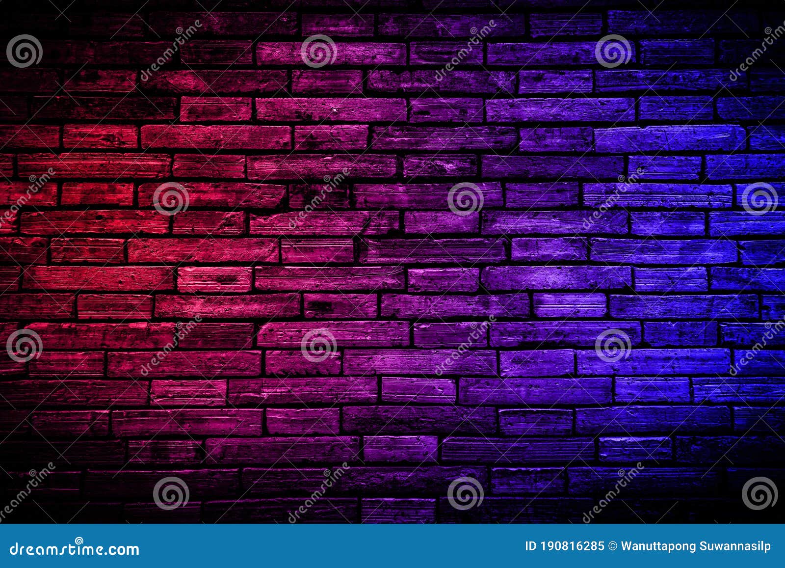Neon Light On Brick Walls That Are Not Plastered Background And Texture ...