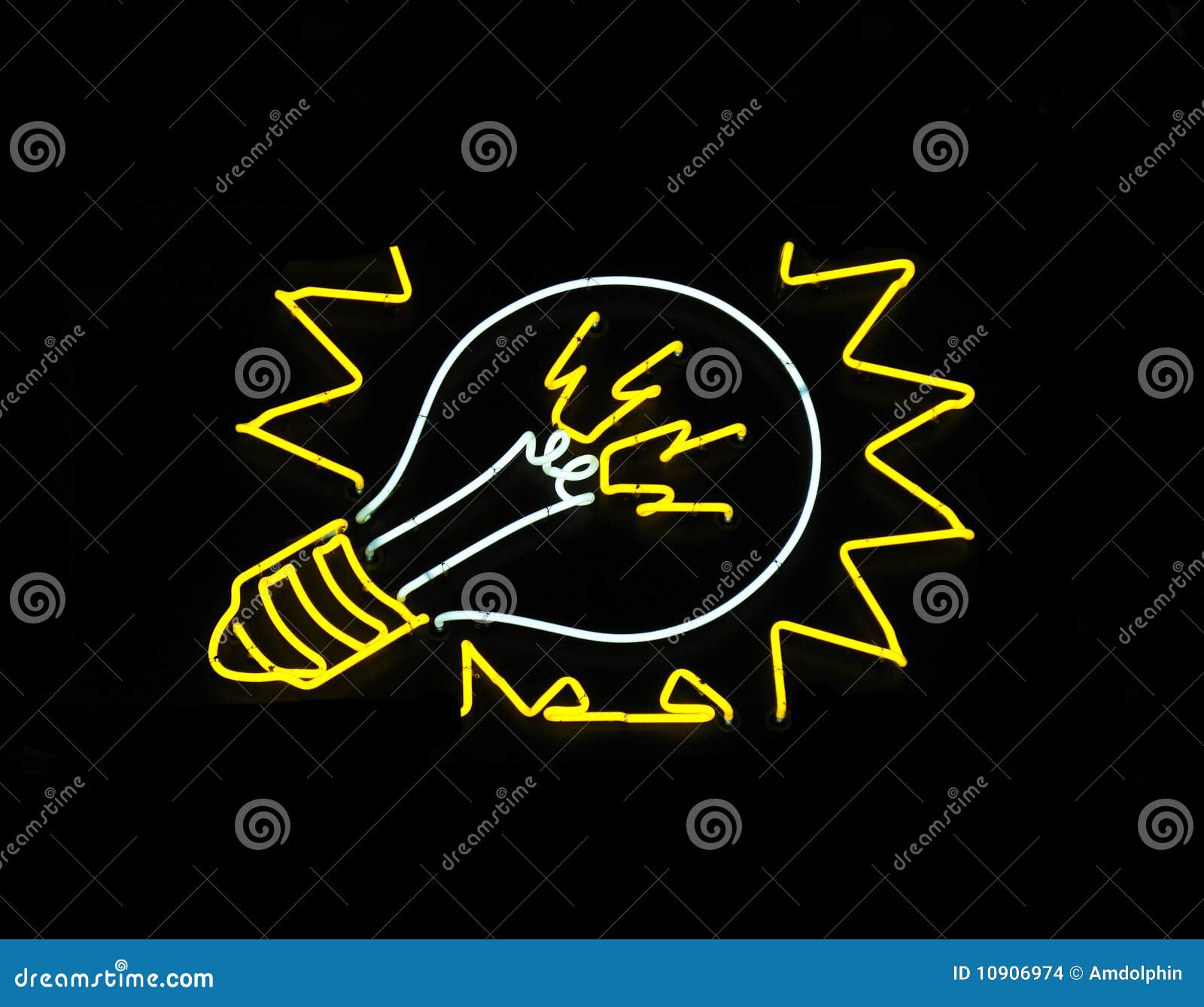 Neon light bulb sign stock photo. Image of sign, electricity - 10906974