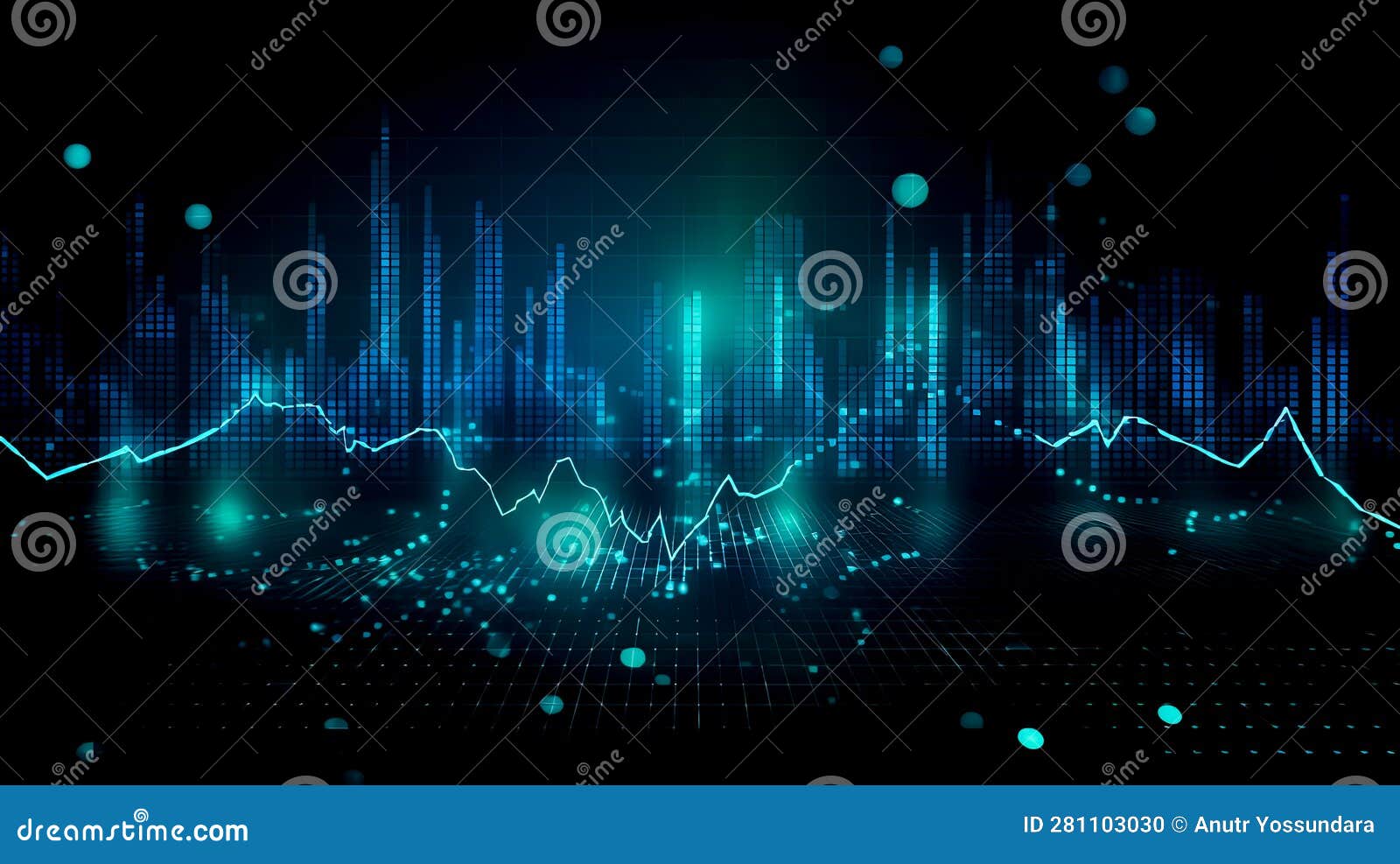 Neon Light Chart Graph for Financial Stock Market Concept. Stock ...