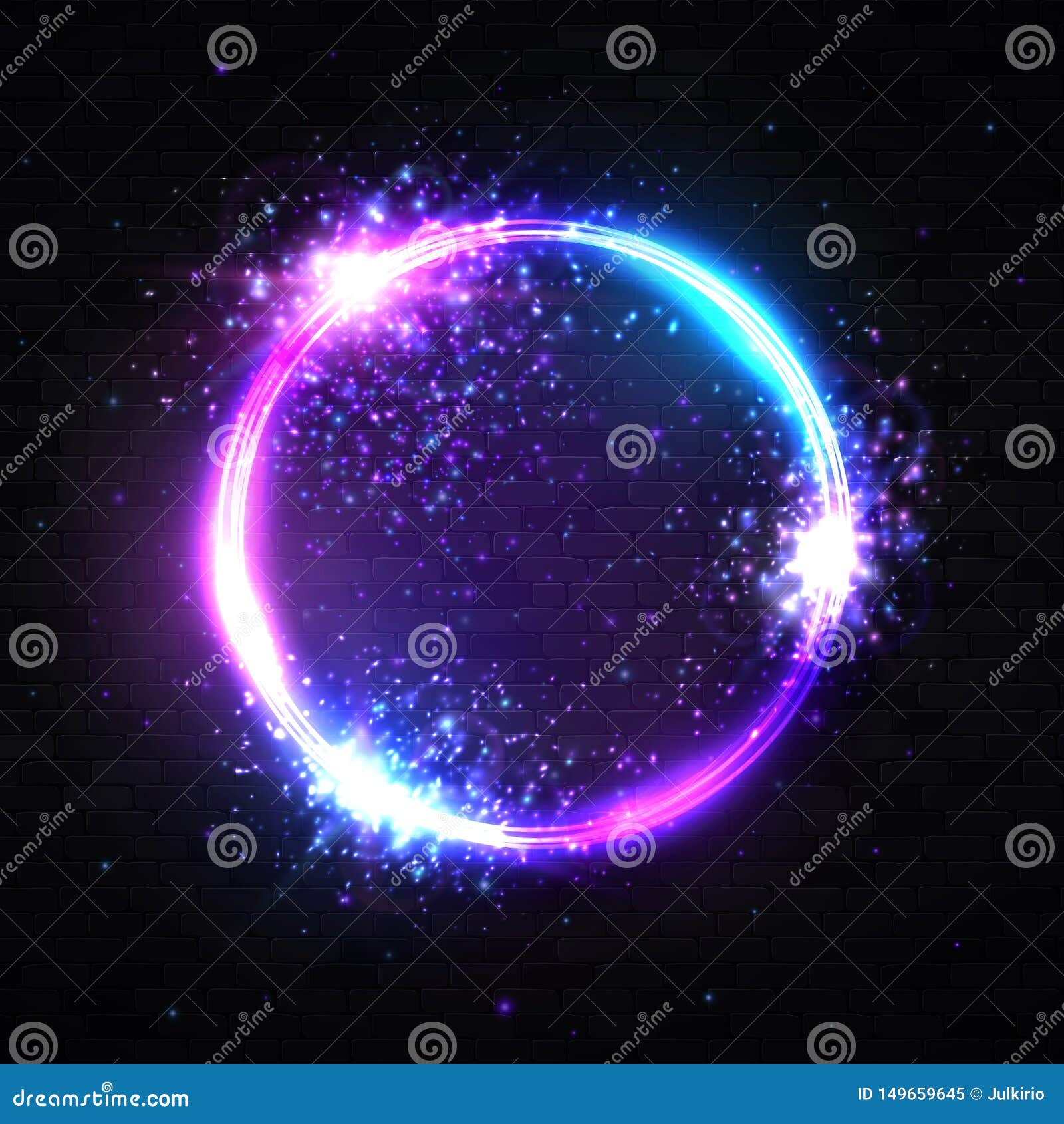 Neon Light Circle Background. Particles Explosion. Stock Vector ...