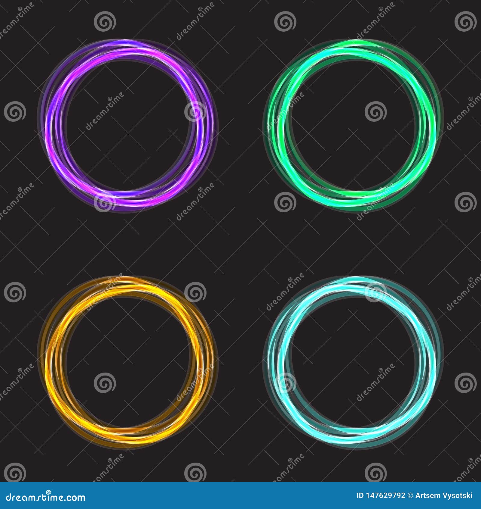 Set Of Techno - Frames With Different Thickness For Futuristic Design ...