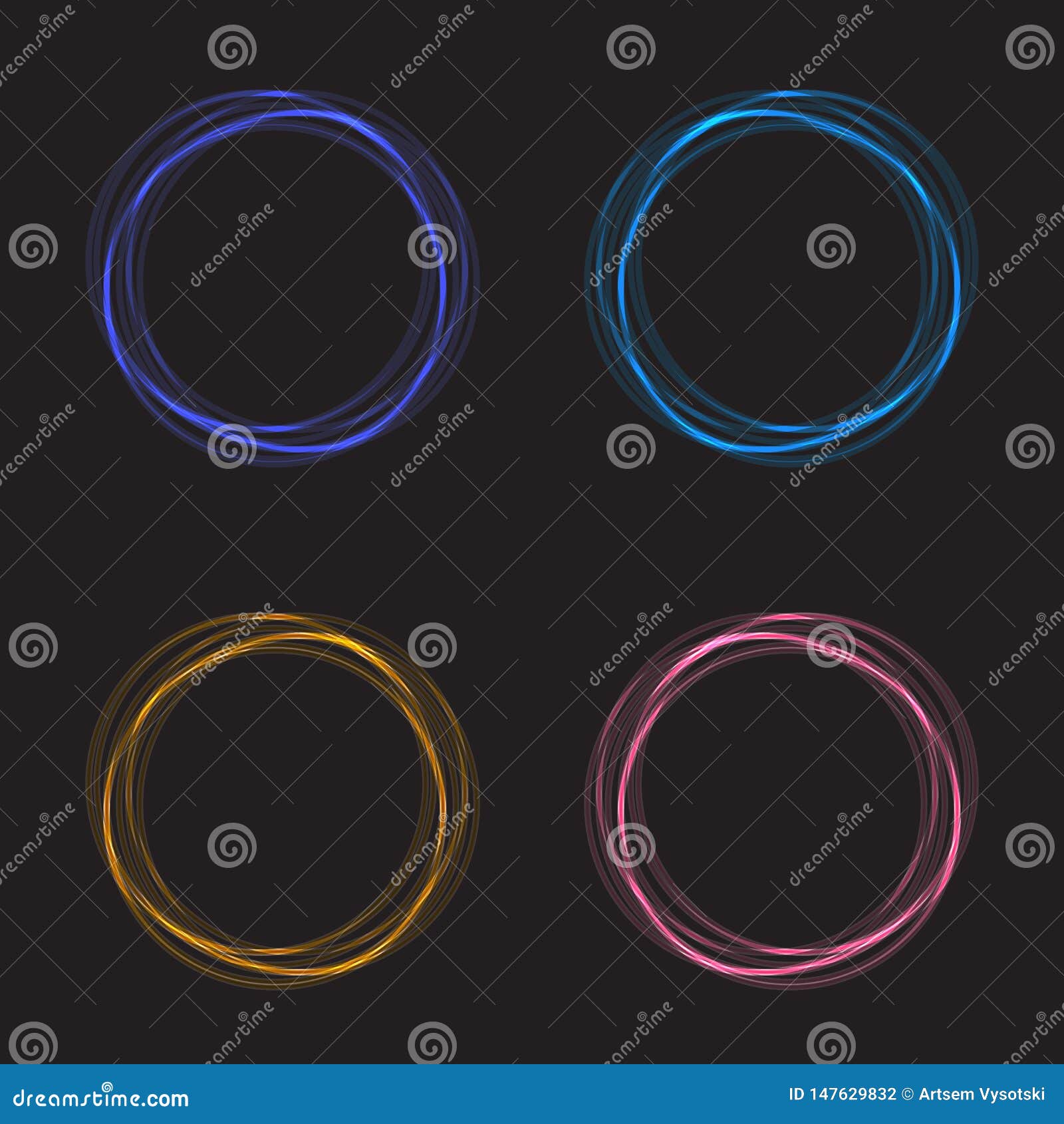 Set Of Techno - Frames With Different Thickness For Futuristic Design ...