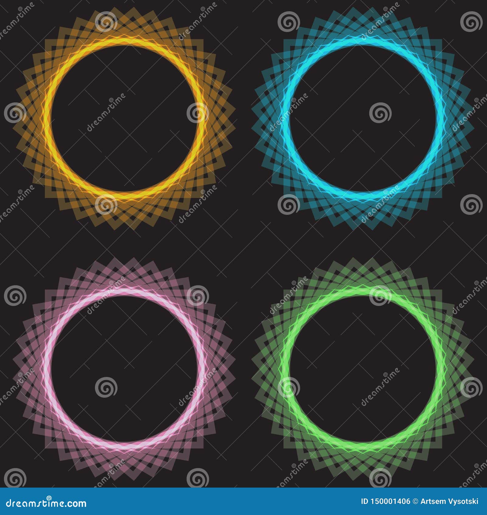 Set Of Techno - Frames With Different Thickness For Futuristic Design ...