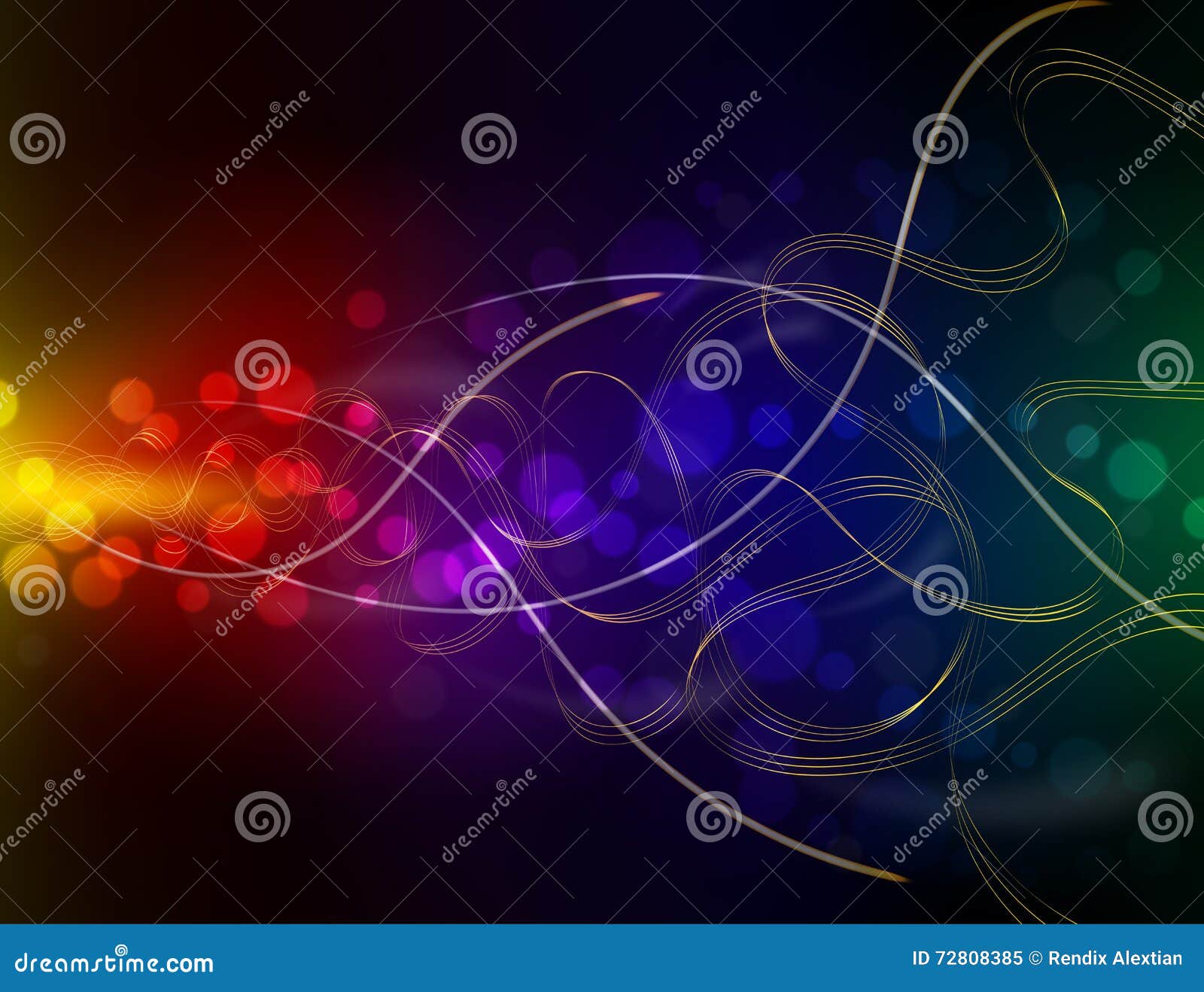 Neon Light Curves Glowing on Rainbow Colored Background Stock Vector ...