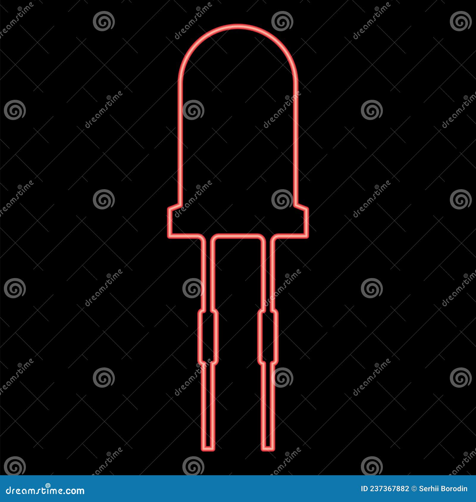 Neon Light Diode Red Color Vector Illustration Image Flat Style Stock ...