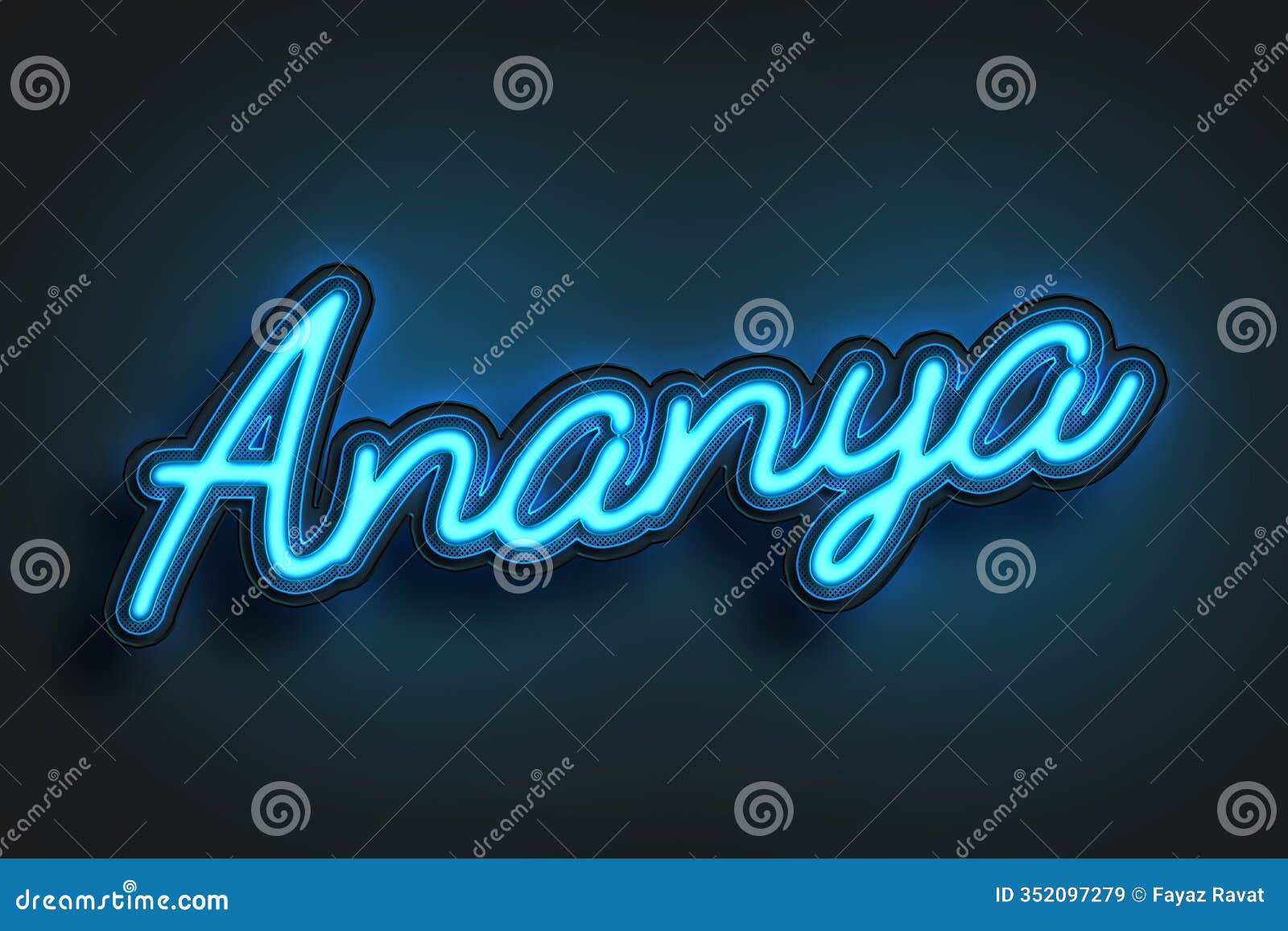 Neon Light Editable Text Effect of Hindi Name Ananya. Stock Image ...
