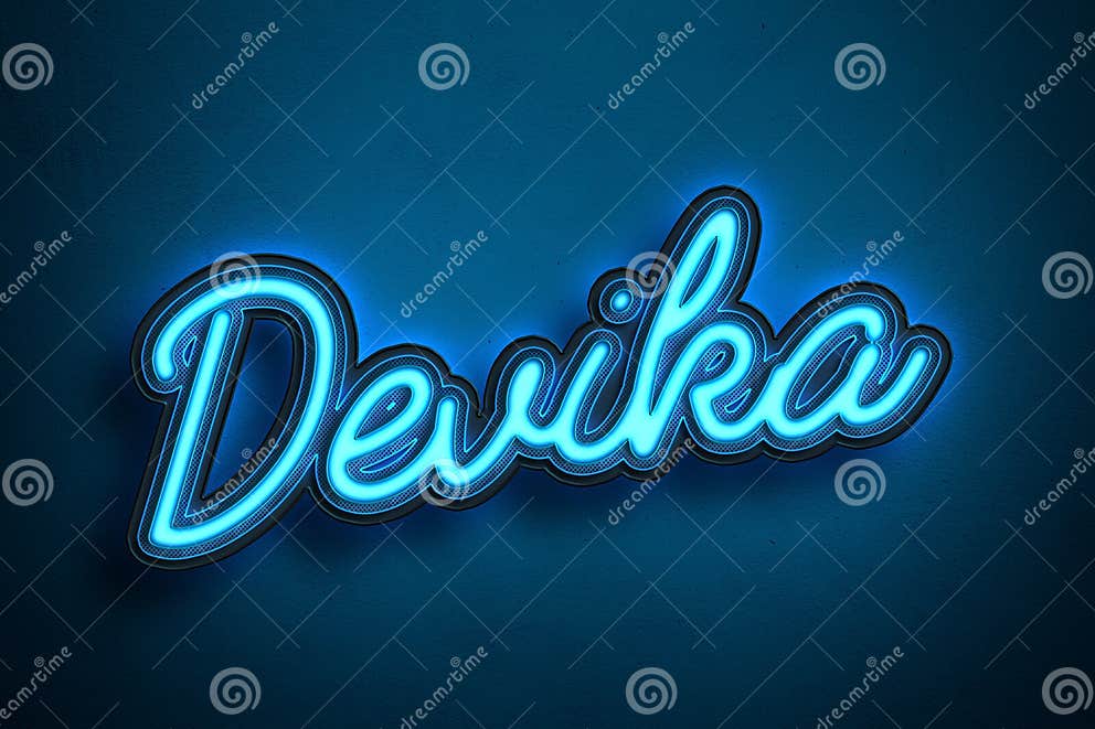 Neon Light Editable Text Effect of Hindi Name Devika. Stock Photo ...