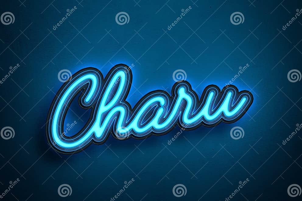 Neon Light Editable Text Effect of Hindi Name Charu. Stock Photo ...