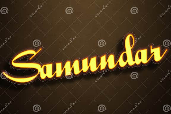 Yellow Neon Light Text Effect of Hindi Word Samundar on Golden ...