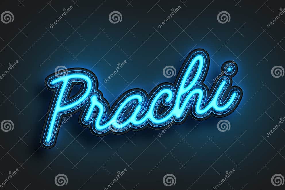 Neon Light Editable Text Effect of Hindi Name Prachi. Stock Image ...