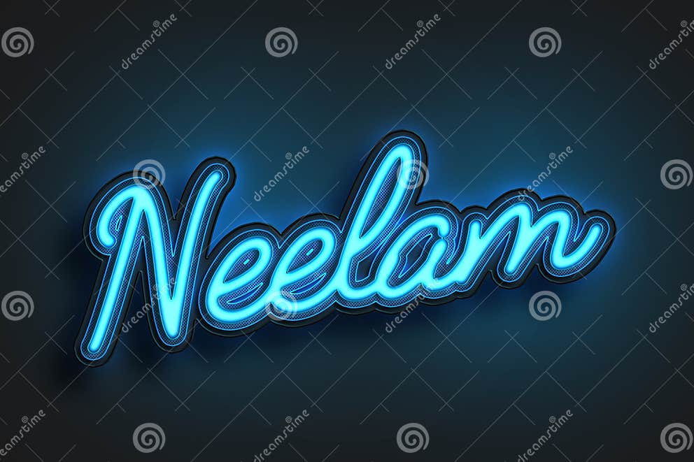 Neon Light Editable Text Effect of Hindi Name Neelam. Stock Image ...
