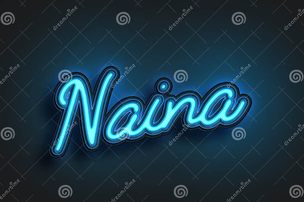 Neon Light Editable Text Effect of Hindi Name Naina. Stock Photo ...