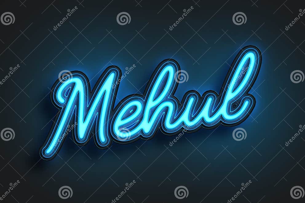 Neon Light Editable Text Effect of Hindi Name Mehul. Stock Image ...