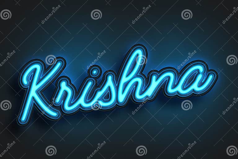 Neon Light Editable Text Effect of Hindi Name Krishna. Stock Photo ...