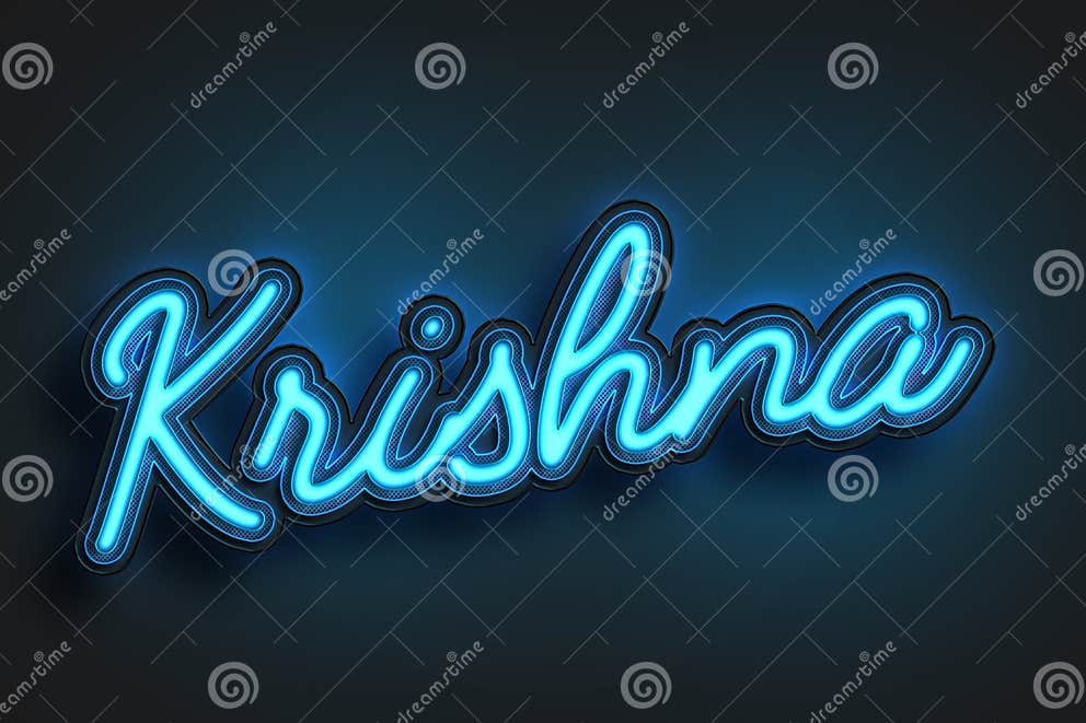Neon Light Editable Text Effect of Hindi Name Krishna. Stock Photo ...