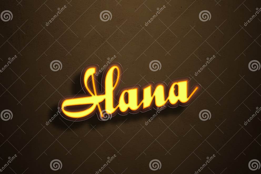 Yellow Neon Light Text Effect of Name Ilana on Golden Background Stock ...