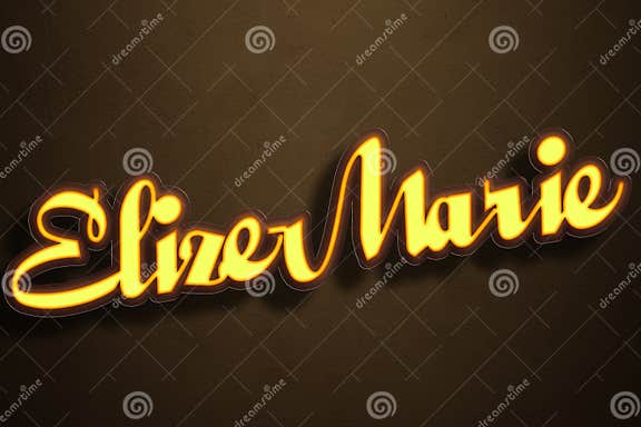 Yellow Neon Light Text Effect of Name Elize-Marie on Golden Background ...