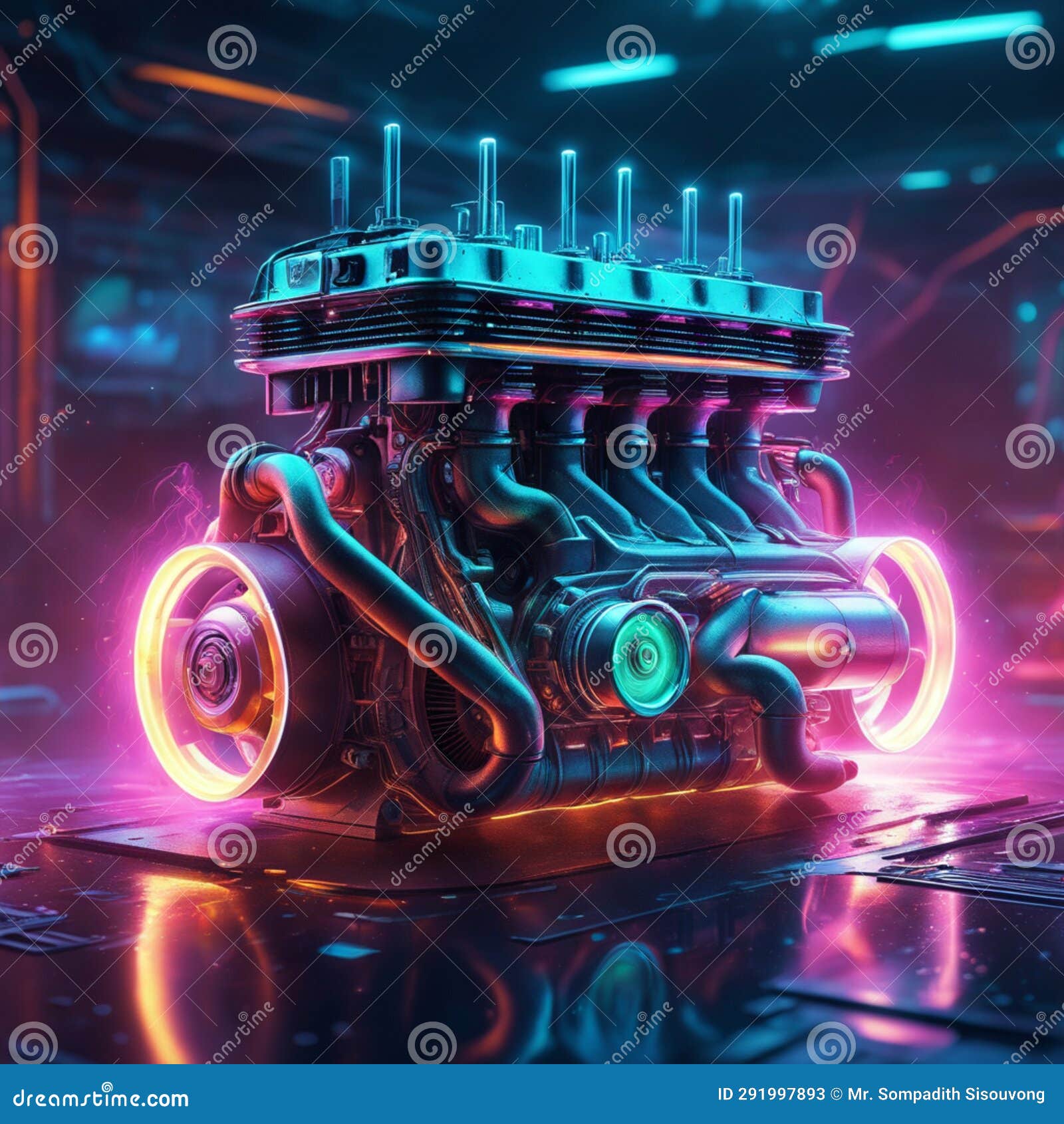 Neon Light Engine Car is a Custom Car that Has Been Outfitted with Neon ...