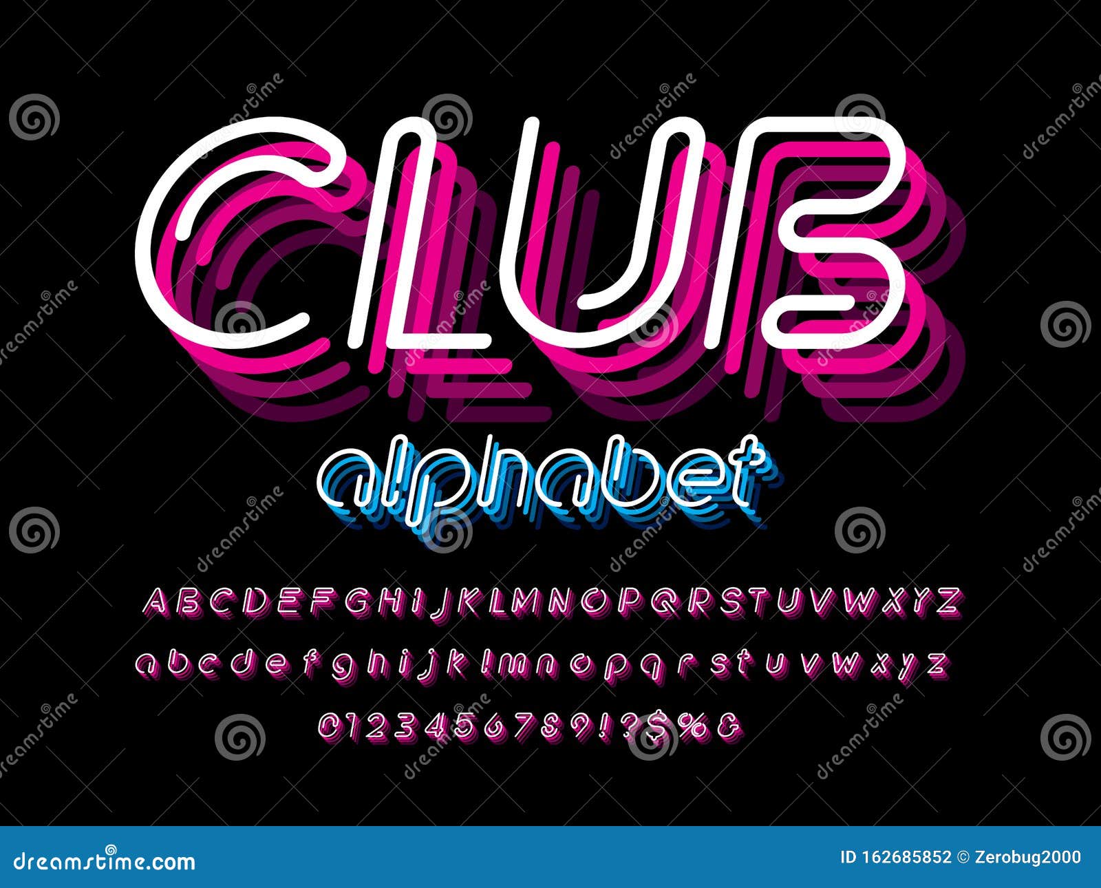 Neon light font stock vector. Illustration of club, typeface - 162685852