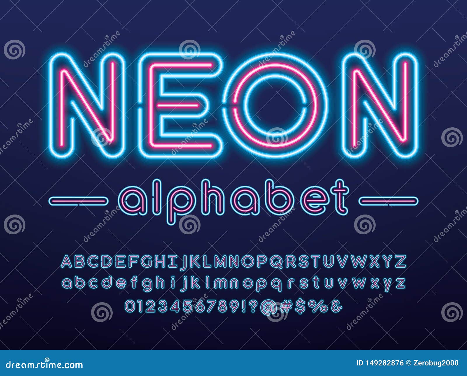 Neon light font stock vector. Illustration of sign, nightlife - 149282876