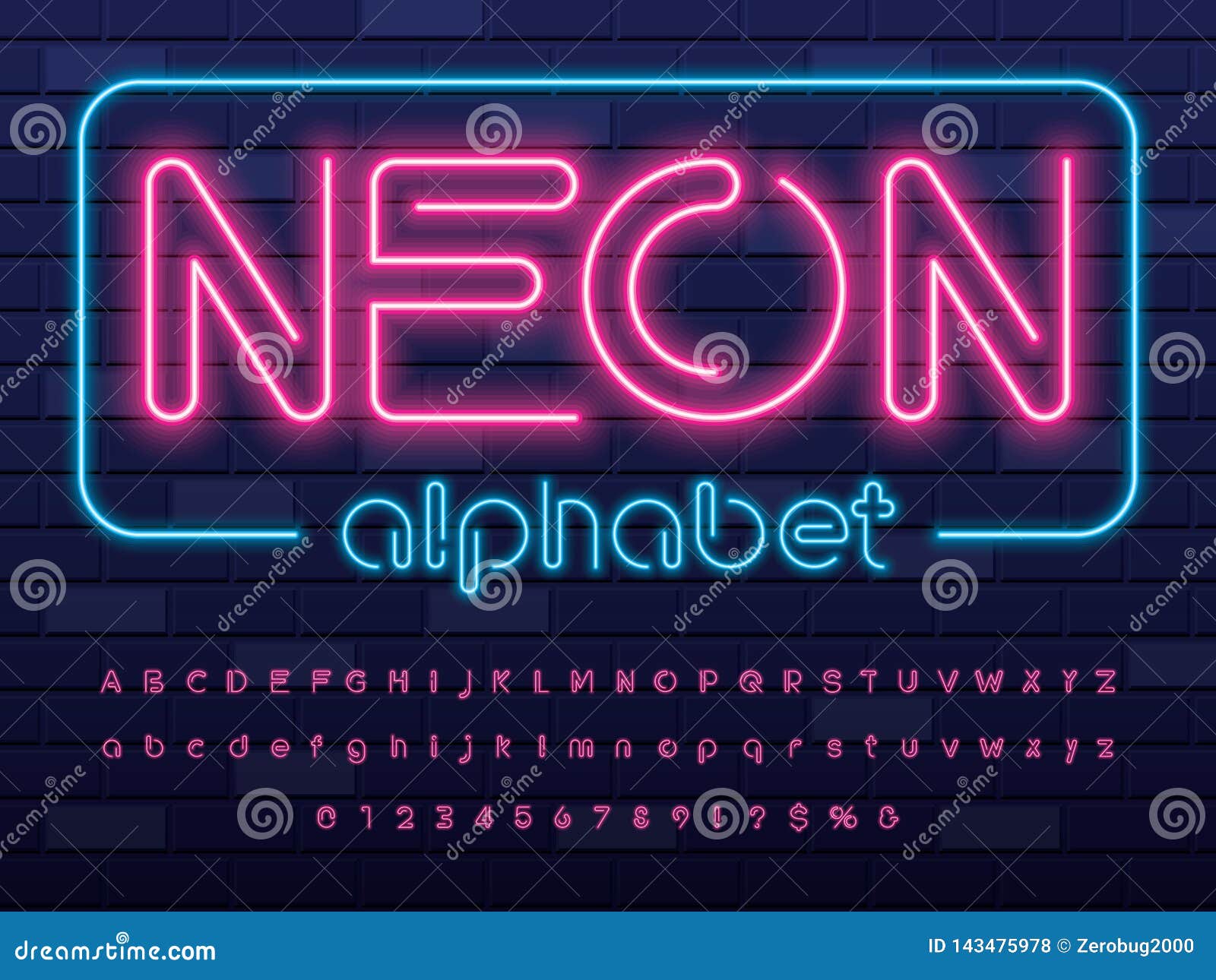 Neon light font stock vector. Illustration of retro - 143475978